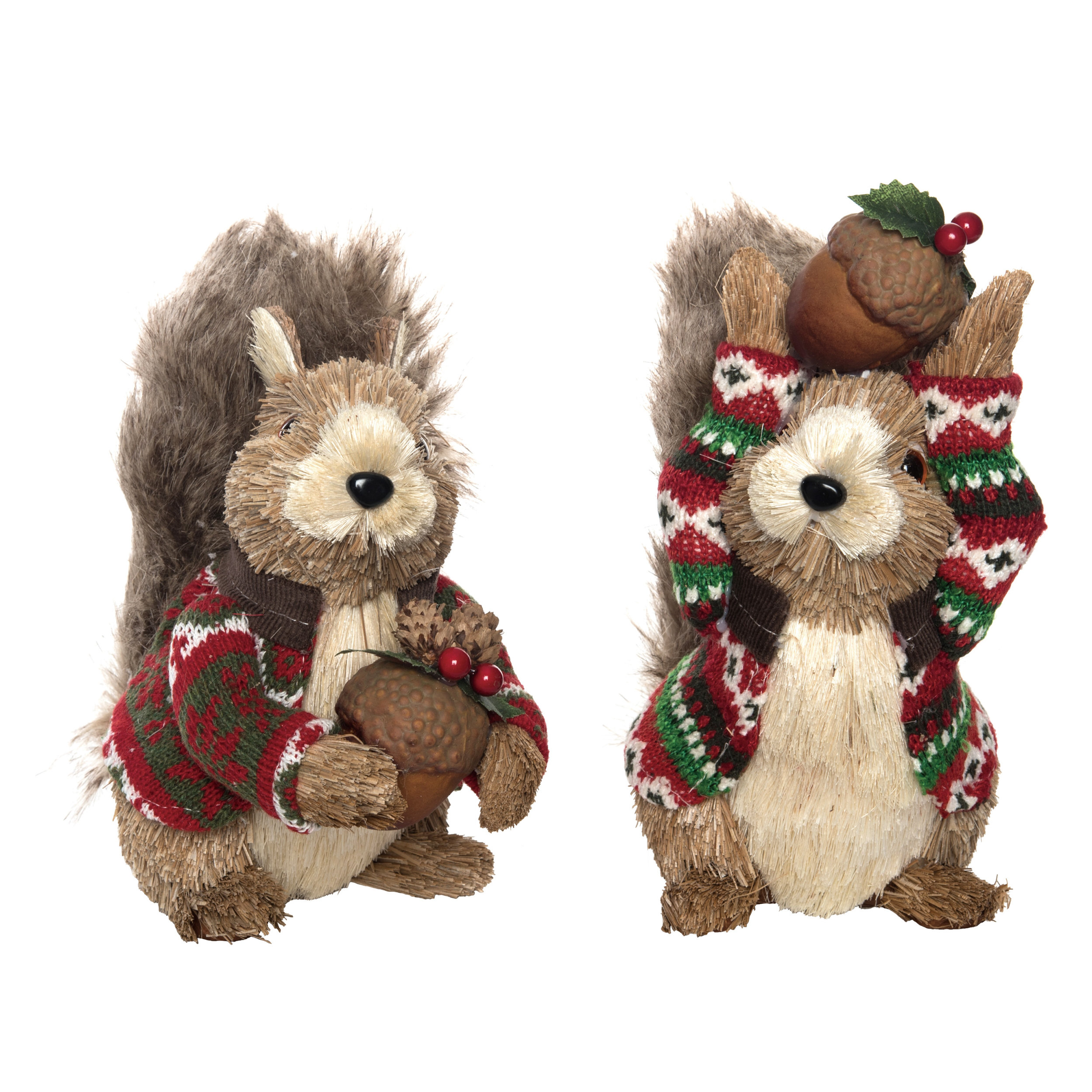 The Holiday Aisle® Small Foam Sisal Festive Squirrel Set of 2 Christmas ...