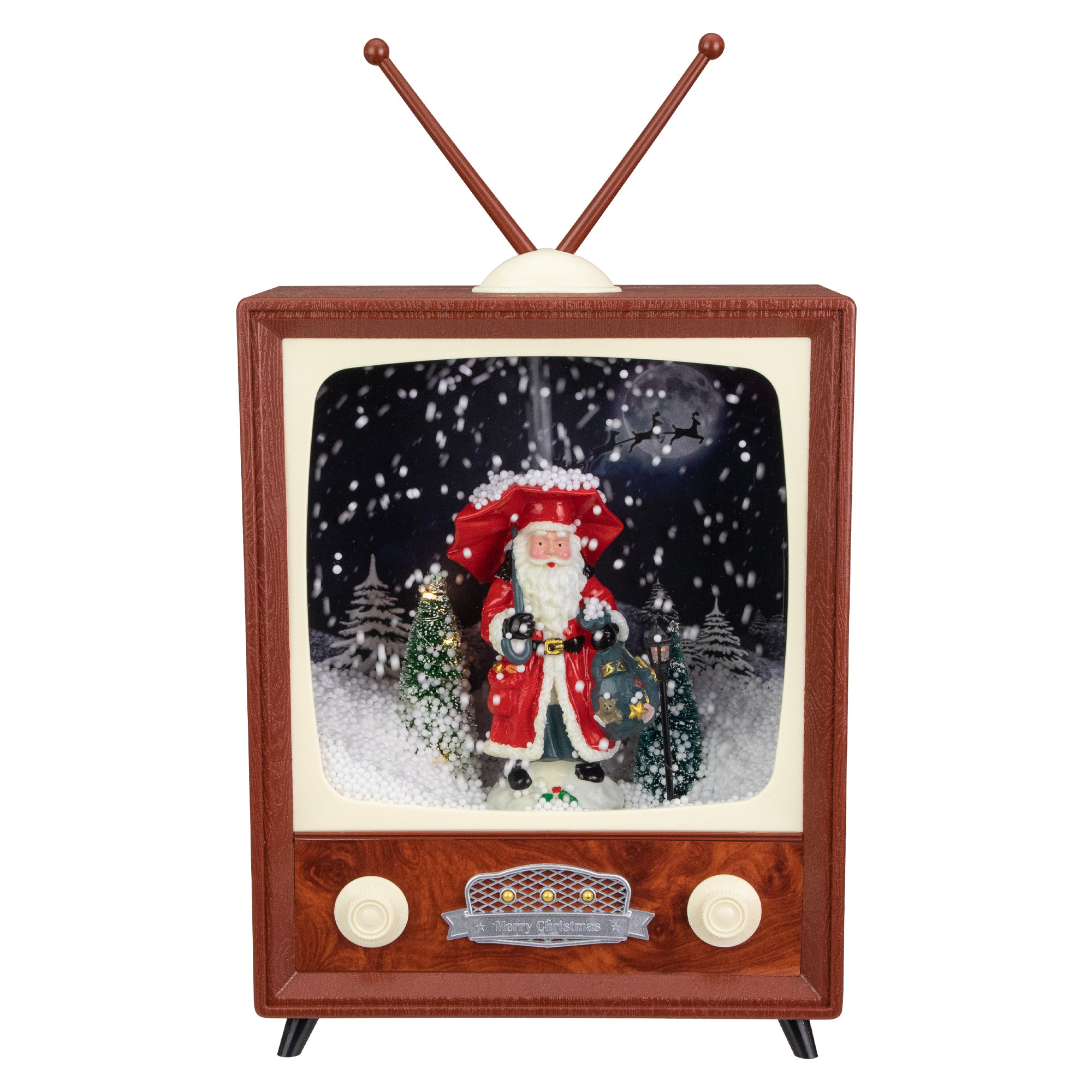 Northlight Seasonal 12" LED Lighted Musical Snowing Santa TV Set ...