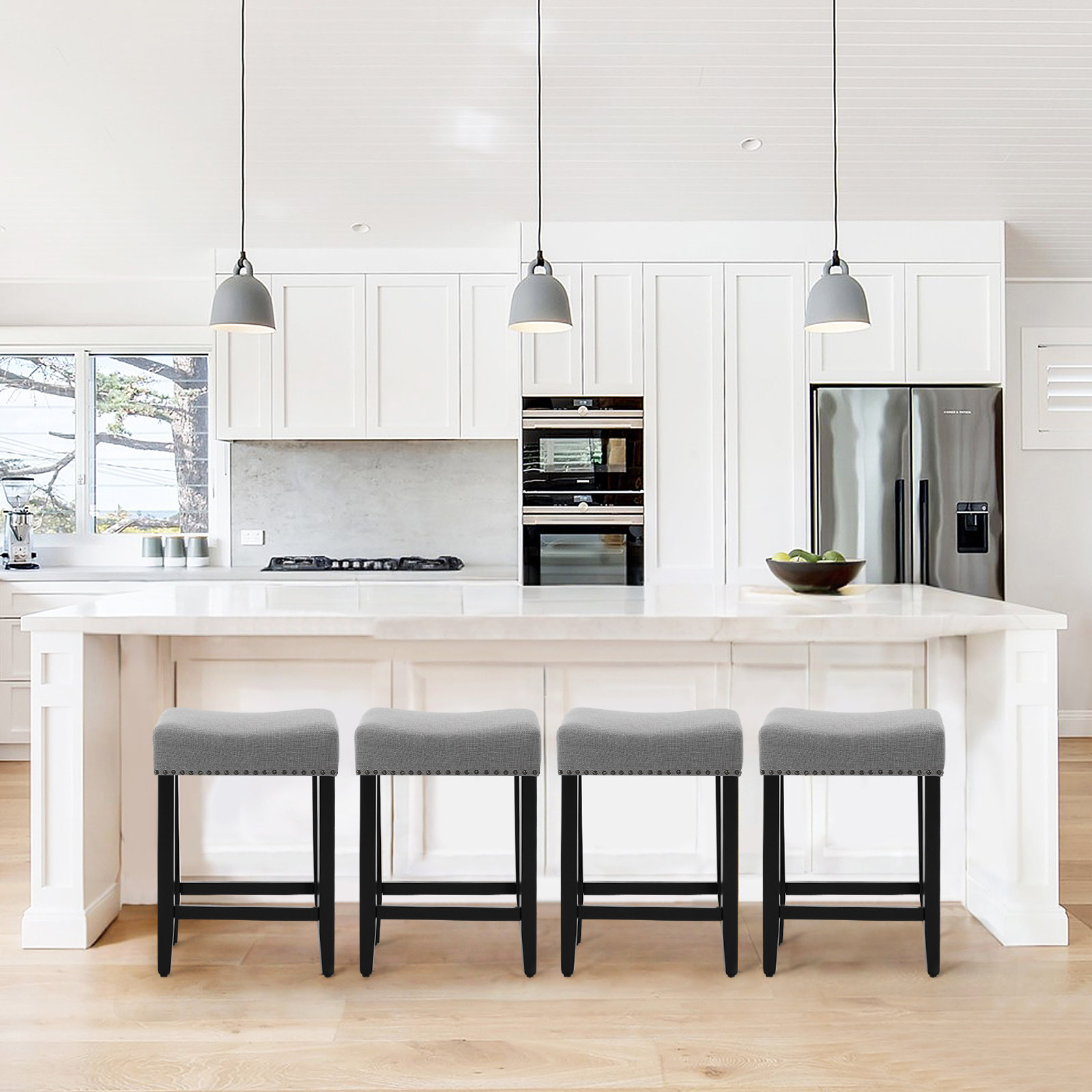 Red Barrel Studio® Backless Saddle Upholstered 26" Counter Stool with ...