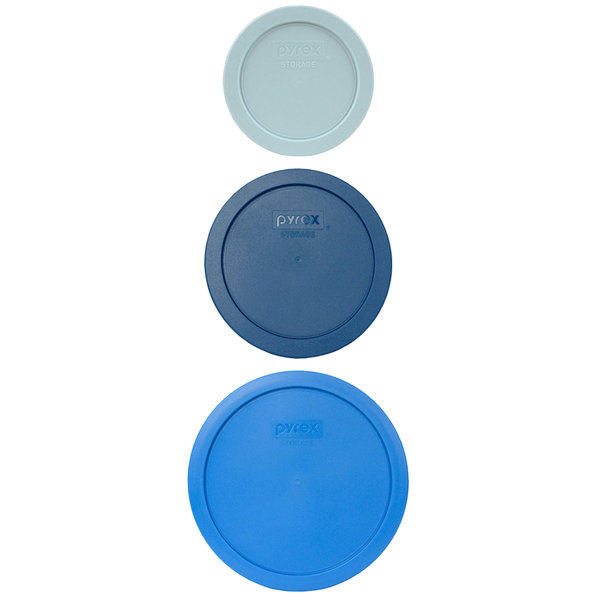 Pyrex 7200-PC Muddy Aqua, 7201-PC Blue Spruce, 7402-PC Marine Blue Lid ...