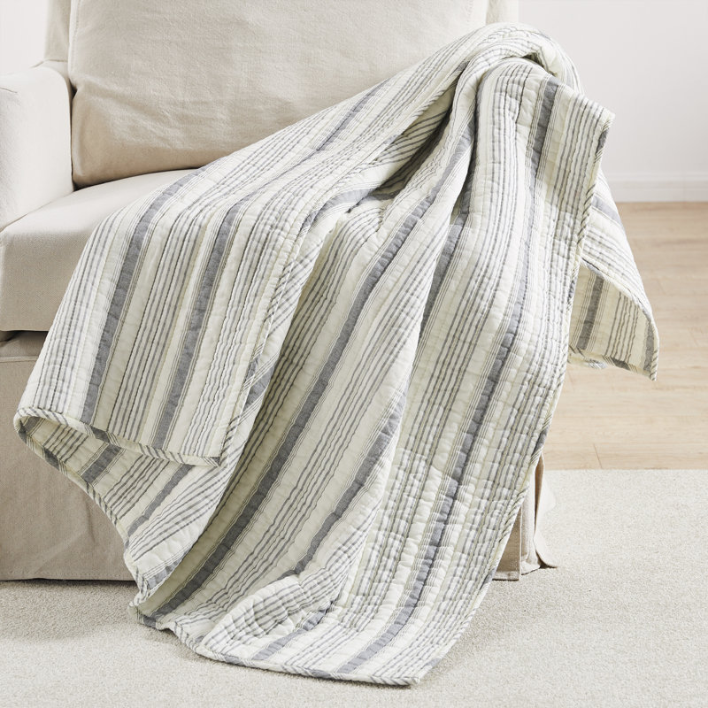 Levtex home Rochelle Stripe Grey Quilted Throw | Wayfair