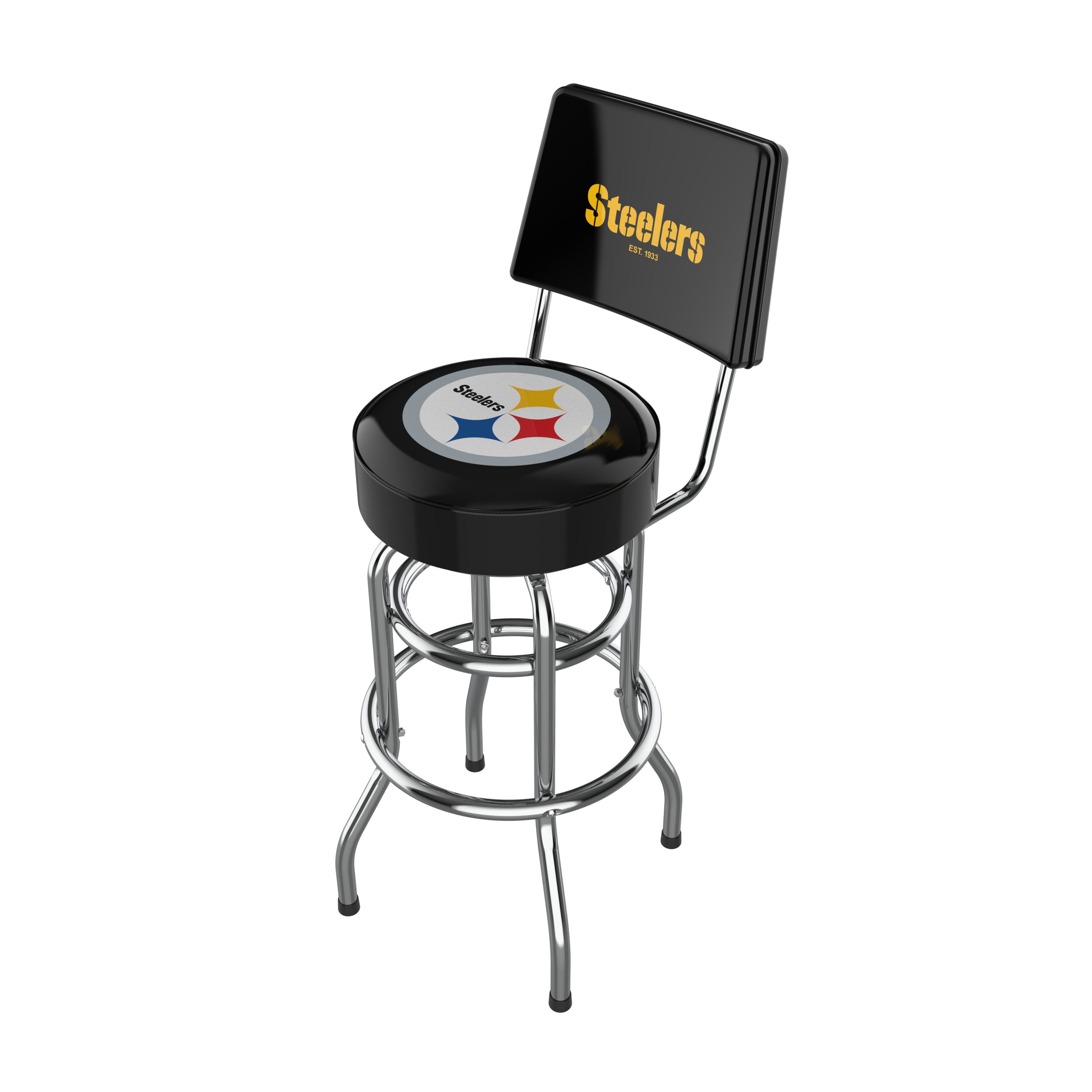 Orren Ellis NFL Pittsburgh Steelers Swivel Chrome Bar Stool W/ Back ...