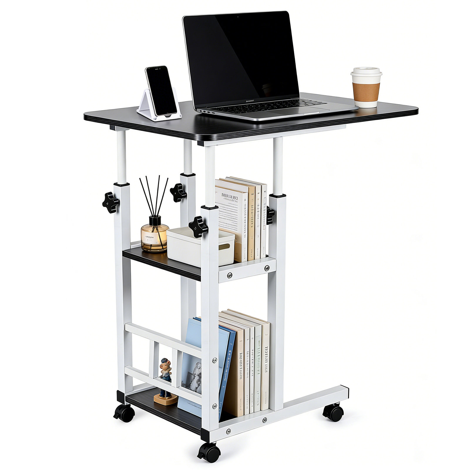 Wrought Studio™ Mobile C Shaped Laptop Side Table with Wheels | Wayfair