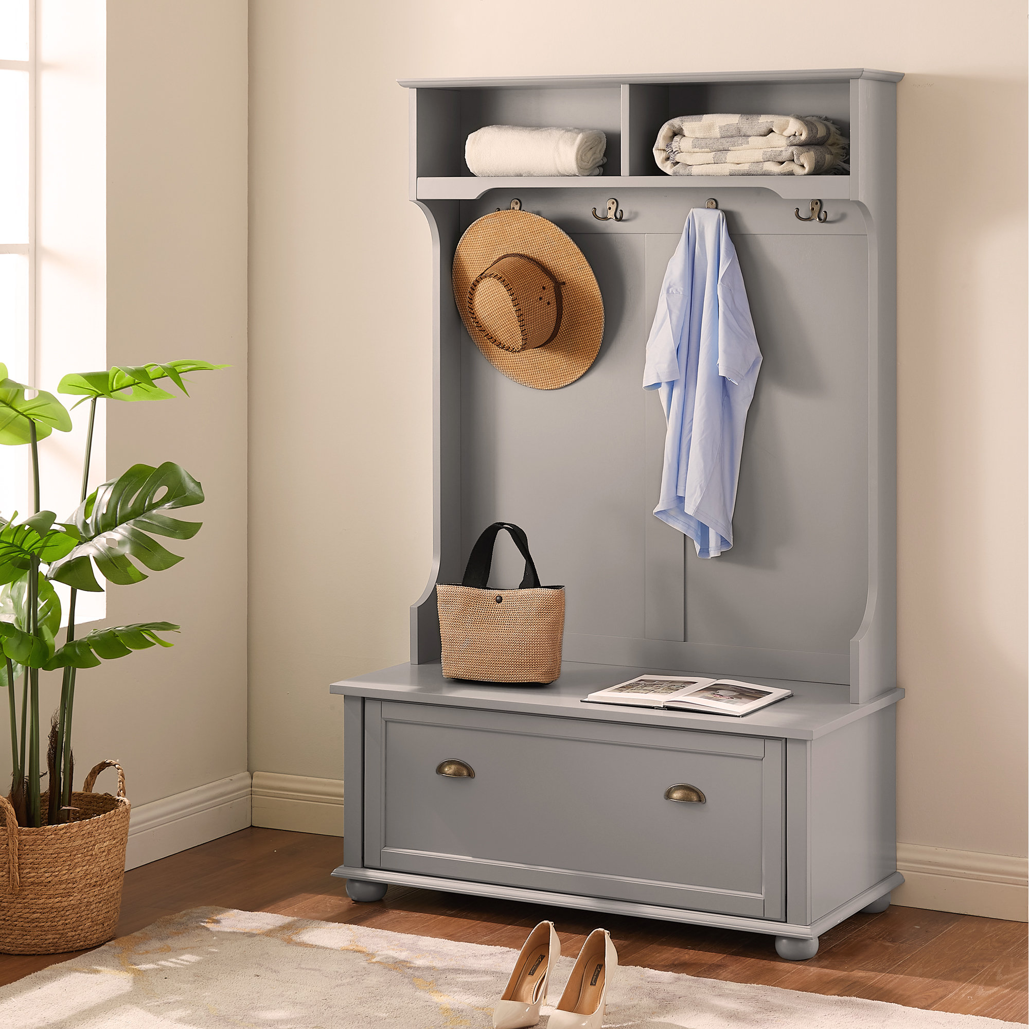 Canora Grey Modern Classic Hall Tree with Shoe Rack Bench and Coat ...