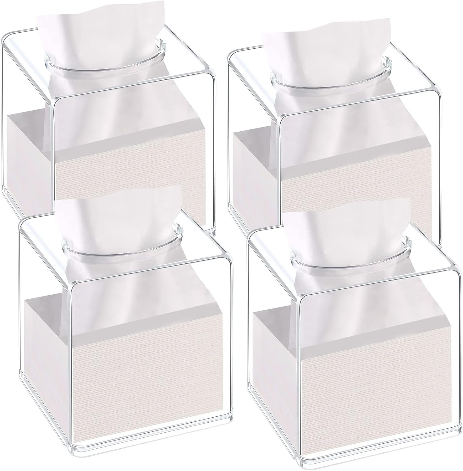 Ivy Bronx 4 Pack Acrylic Tissue Box Cover Square Clear Tissue Box ...