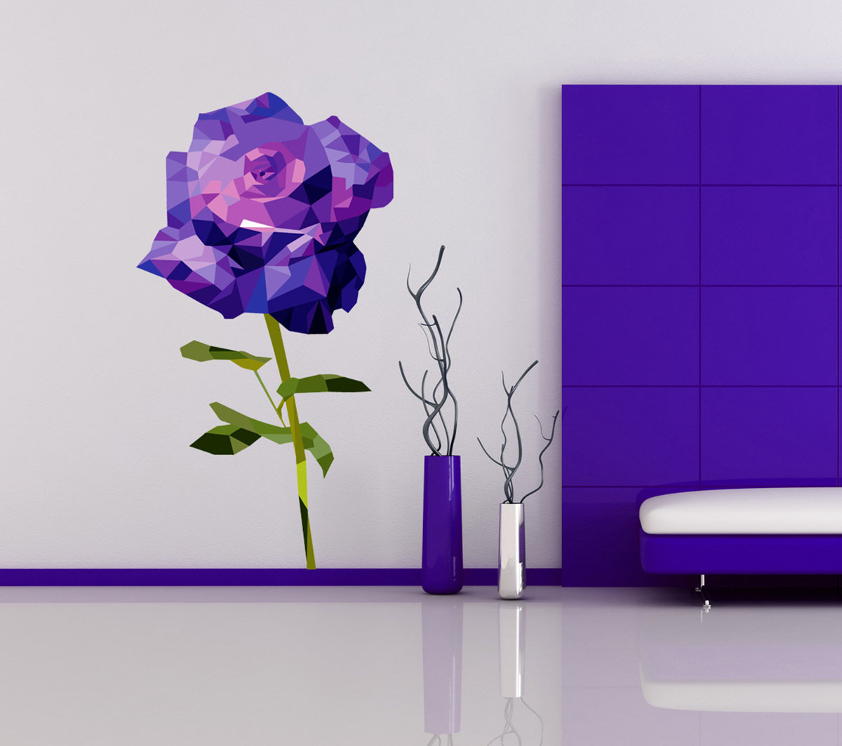 Lark Manor Purple Flower Wall Stickers,Large Flower Wall Decals For ...