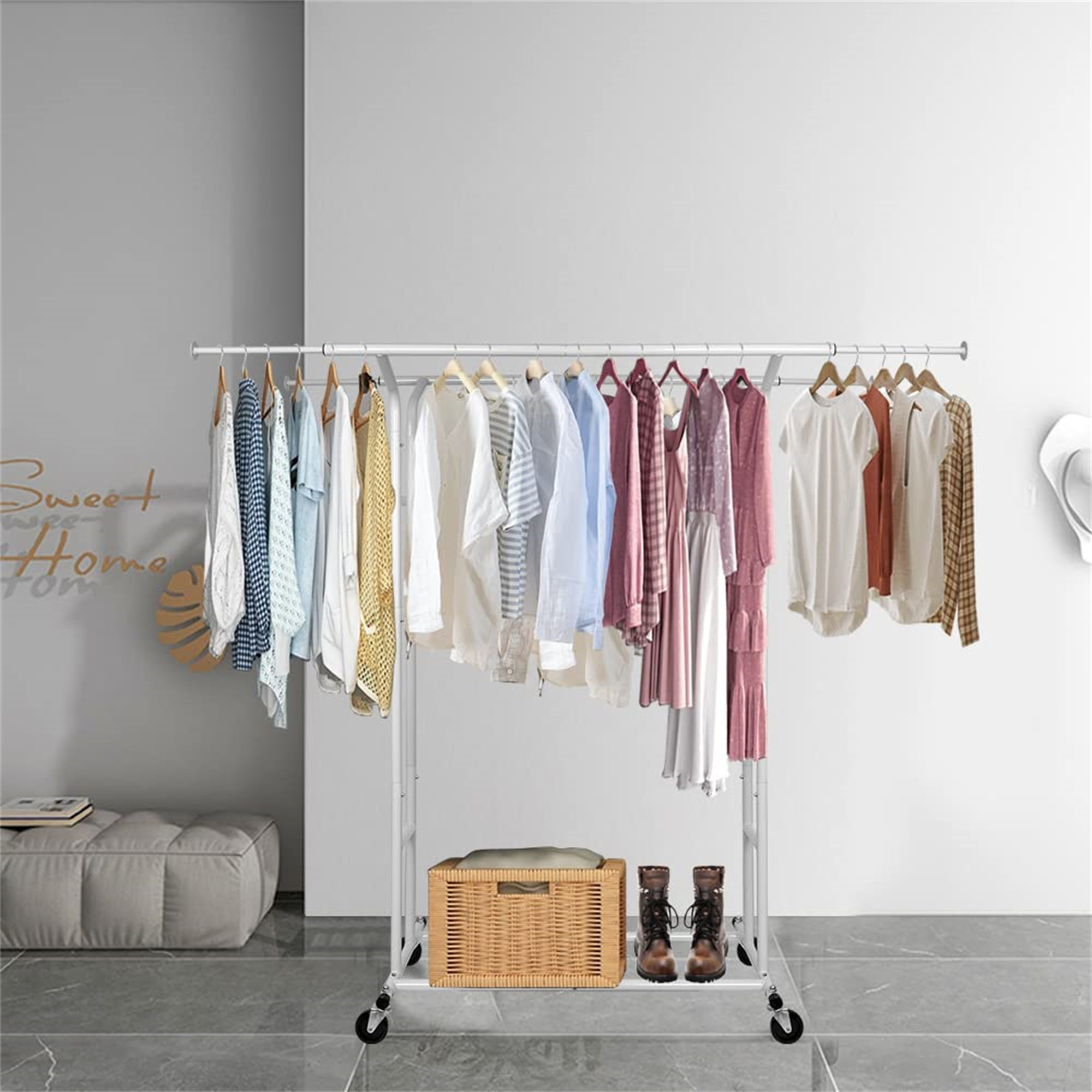 Rebrilliant Heavy Duty Double Rod Garment Rack | Wayfair