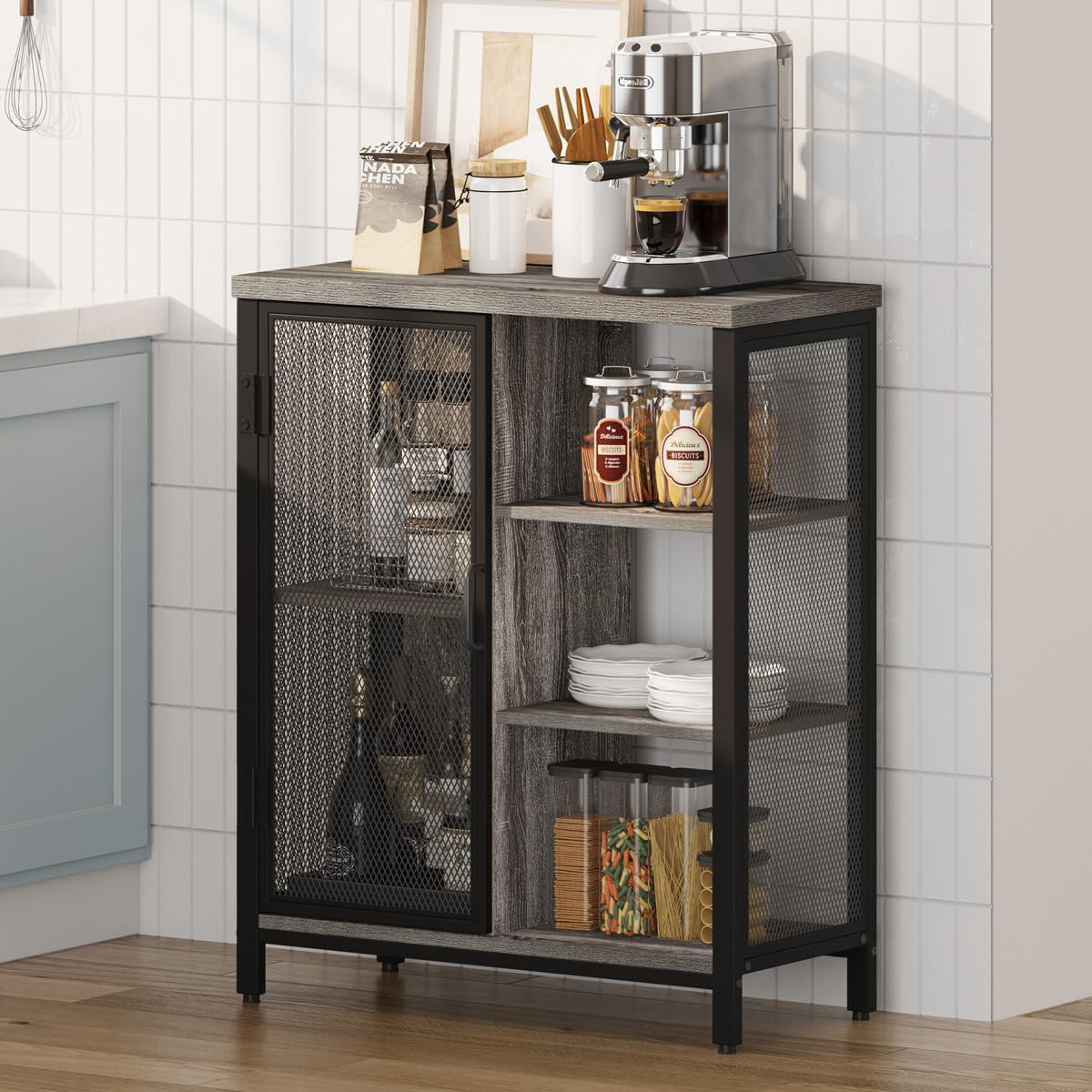 17 Stories Coffee Bar Cabinet For Liquor, Small Storage Cabinet For ...