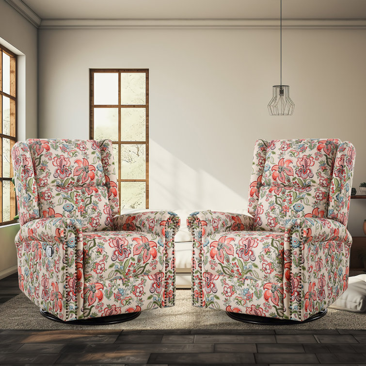 Red Barrel Studio® Asir 27.5" Floral Manual SwivelRocker Glider ...