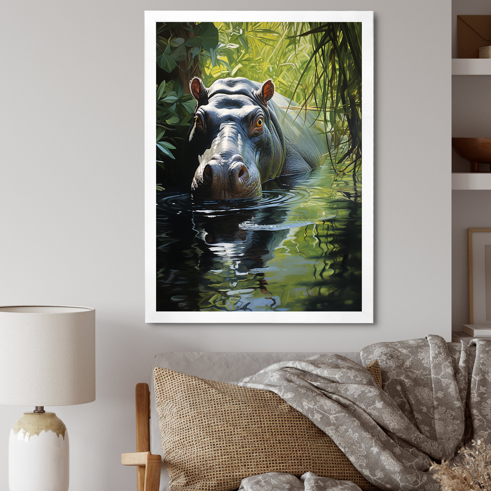 Millwood Pines Hippo Secret Hideaway 3 - Hippopotamus Wall Art | Wayfair