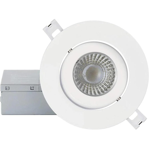 Strak 4-Inch White Gimbal LED Recessed Slim Pot Lights with Junction ...