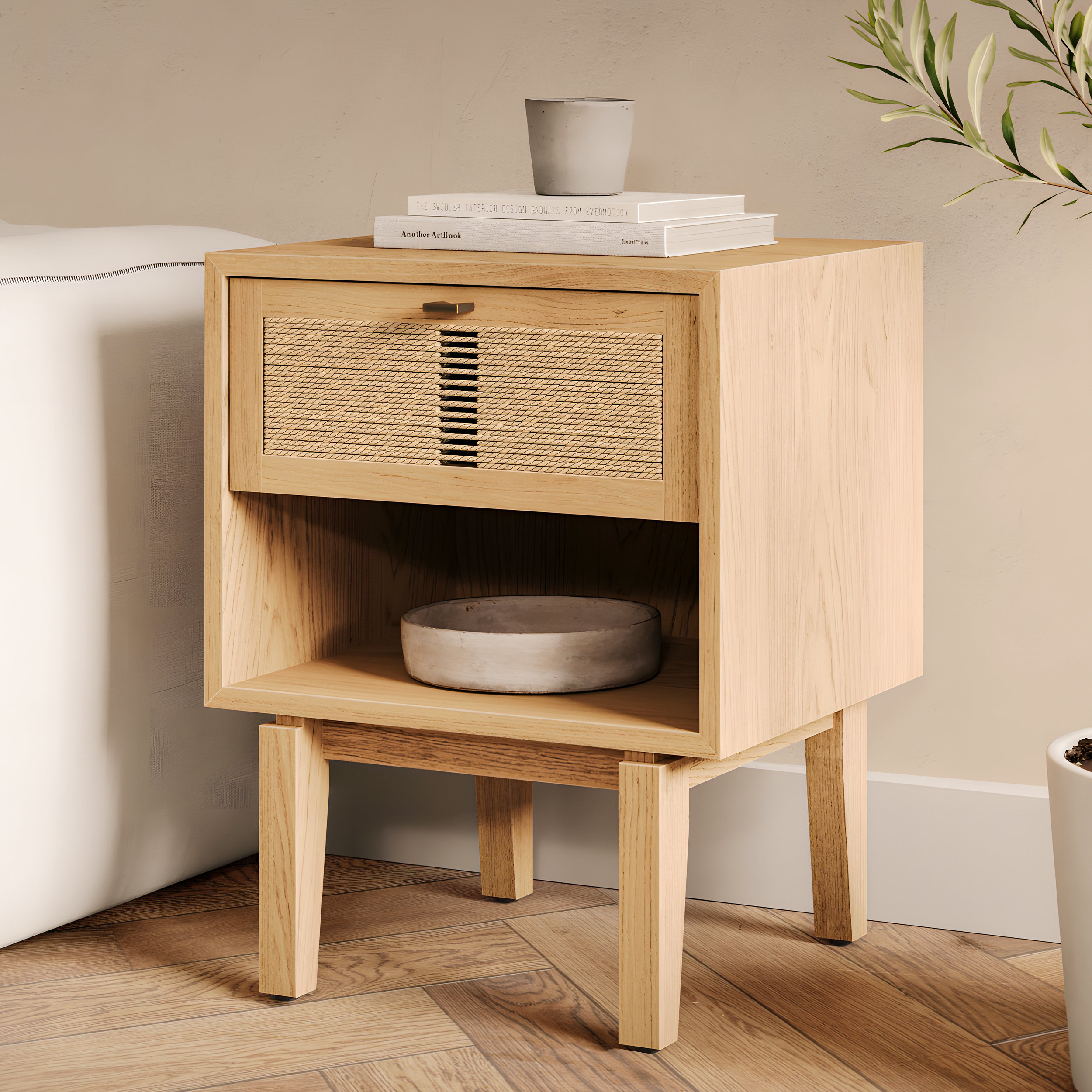 Bayou Breeze Duncombe Oak End Table with Storage Drawer Wooden ...