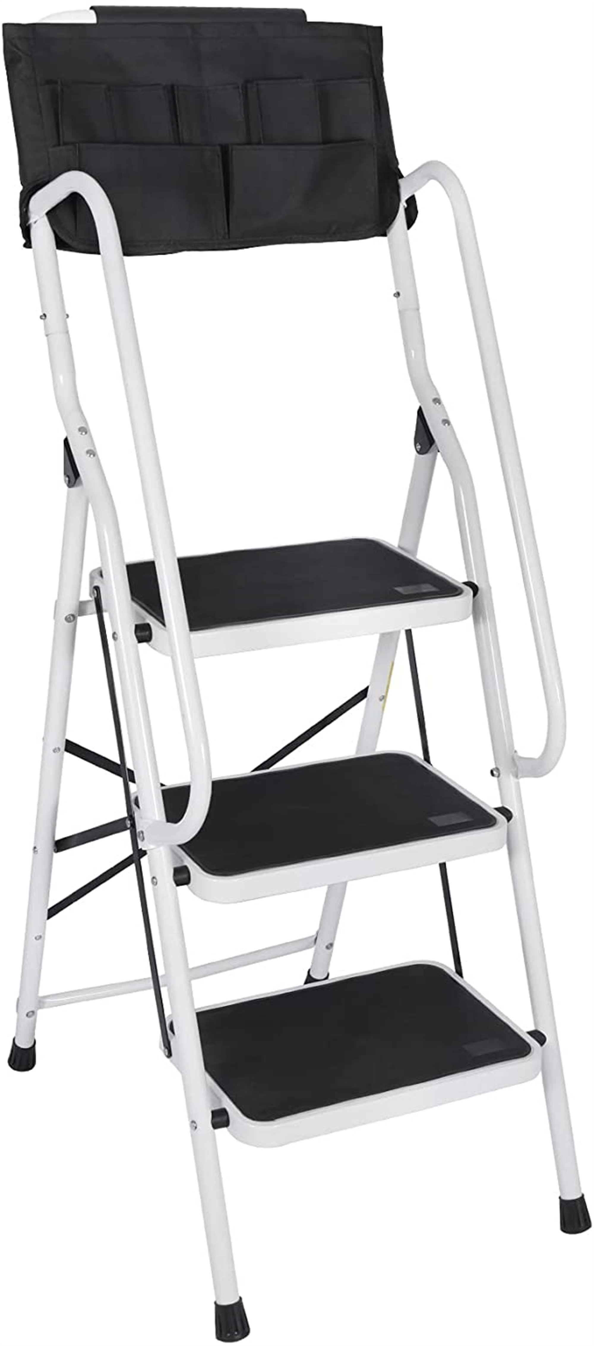WFX Utility™ Folding 3 Step Ladder With Handrails, Portable Heavy Duty ...