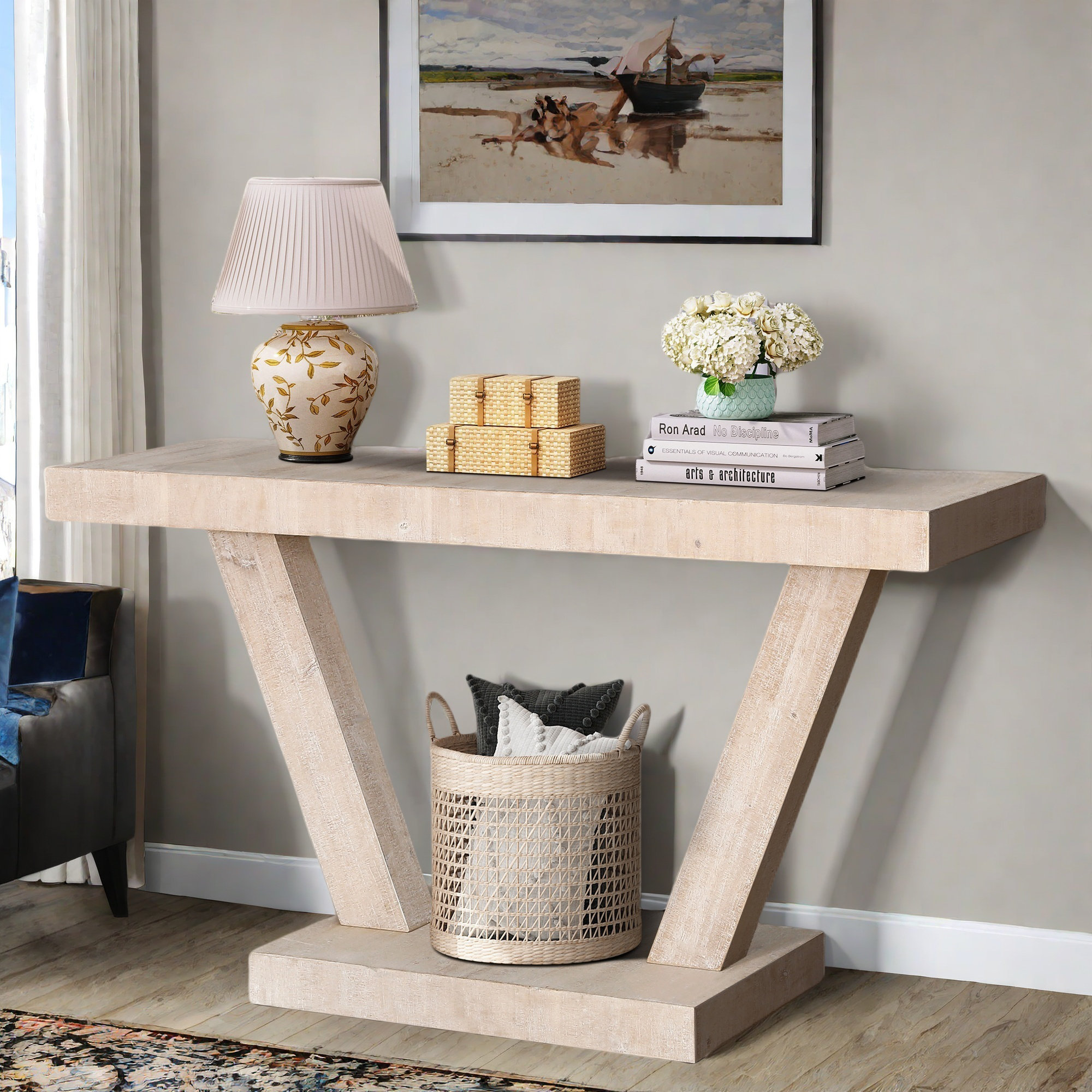 Latitude Run® Vintage Console Table With 2-tier Stability And Trapezoid Design - Wayfair Canada