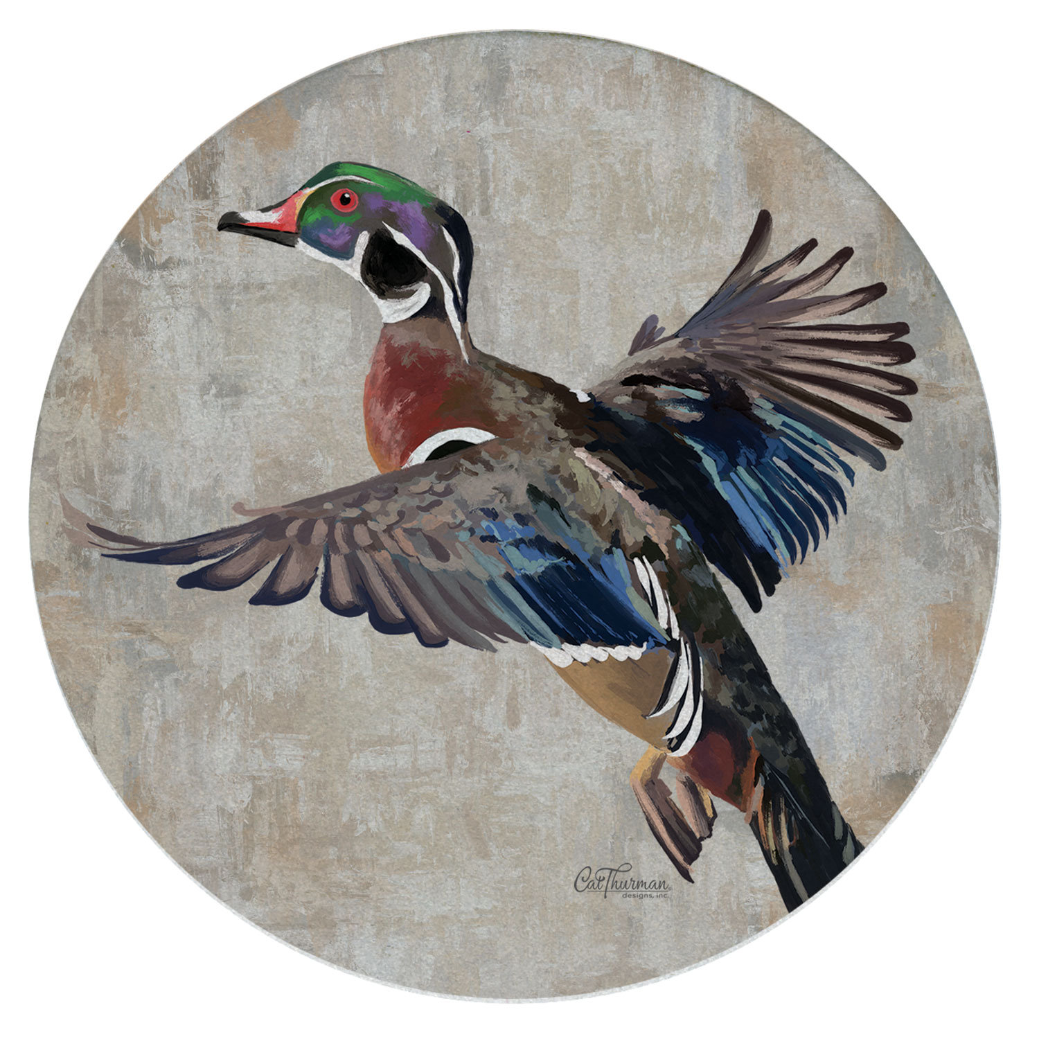 August Grove® Wood Duck 4-Pack Round Natural Sandstone Coasters | Wayfair