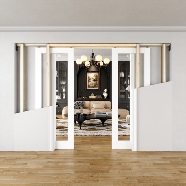 Win Stellar Interior Pocket Doors Half Clear Glass Panel Bathroom Door ...