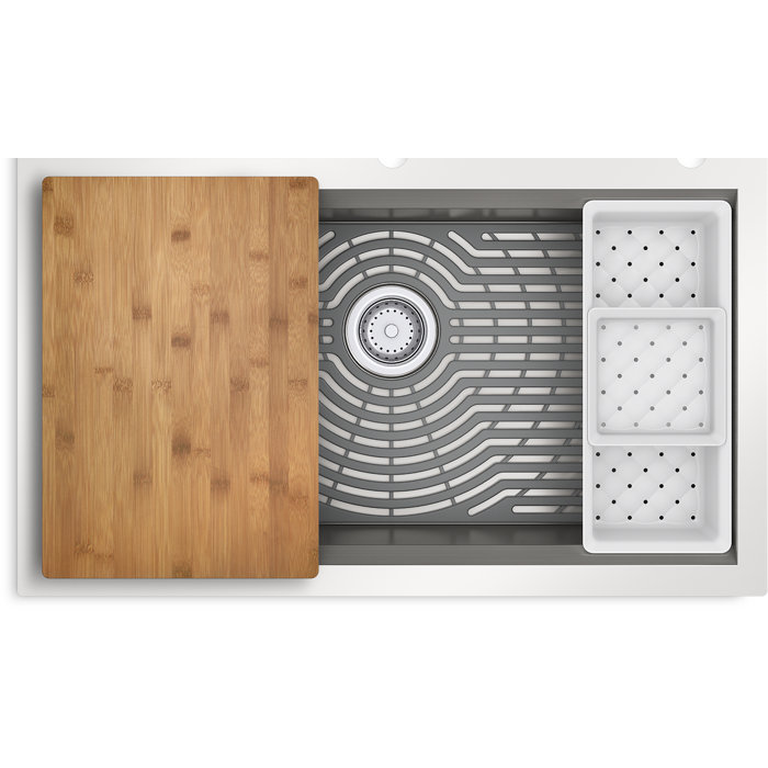 Kohler Task 33" x 22" Top-Mount/Undermount Single-Bowl Workstation ...
