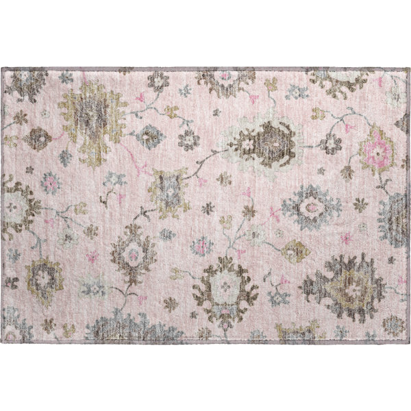 Bungalow Rose Premium Machine Washable Prisco Pink Rug | Wayfair