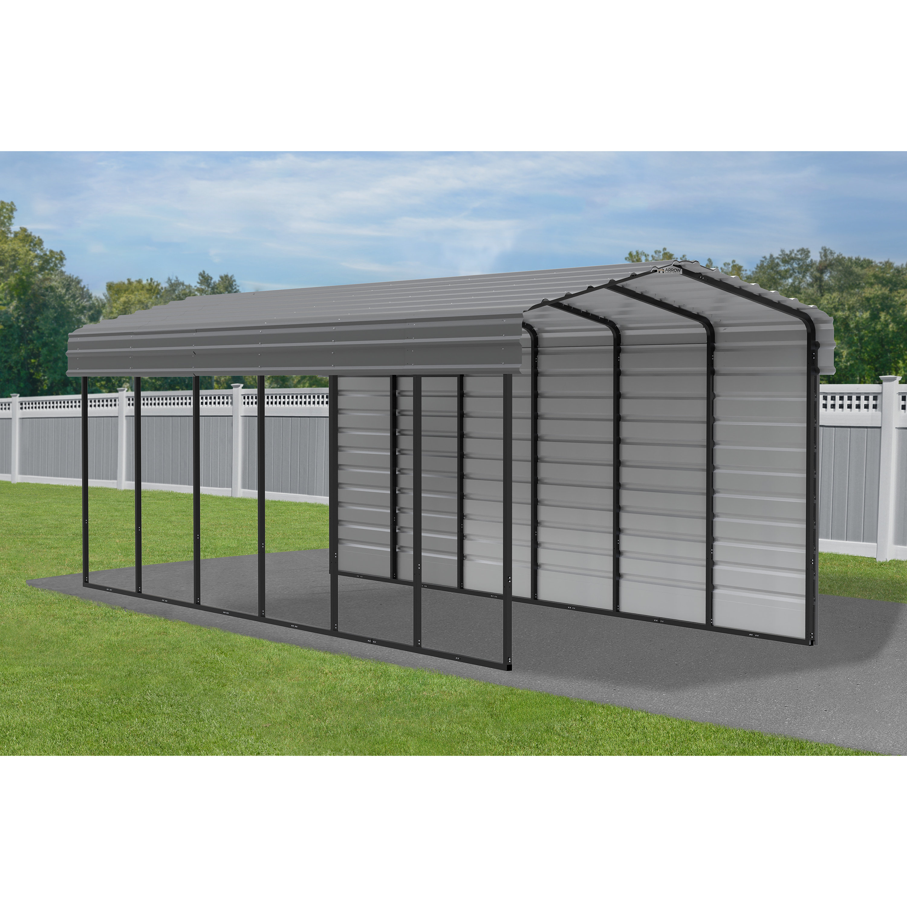 Arrow Steel Carport with 1 Side Wall Kit, 10x29x9 & Reviews | Wayfair