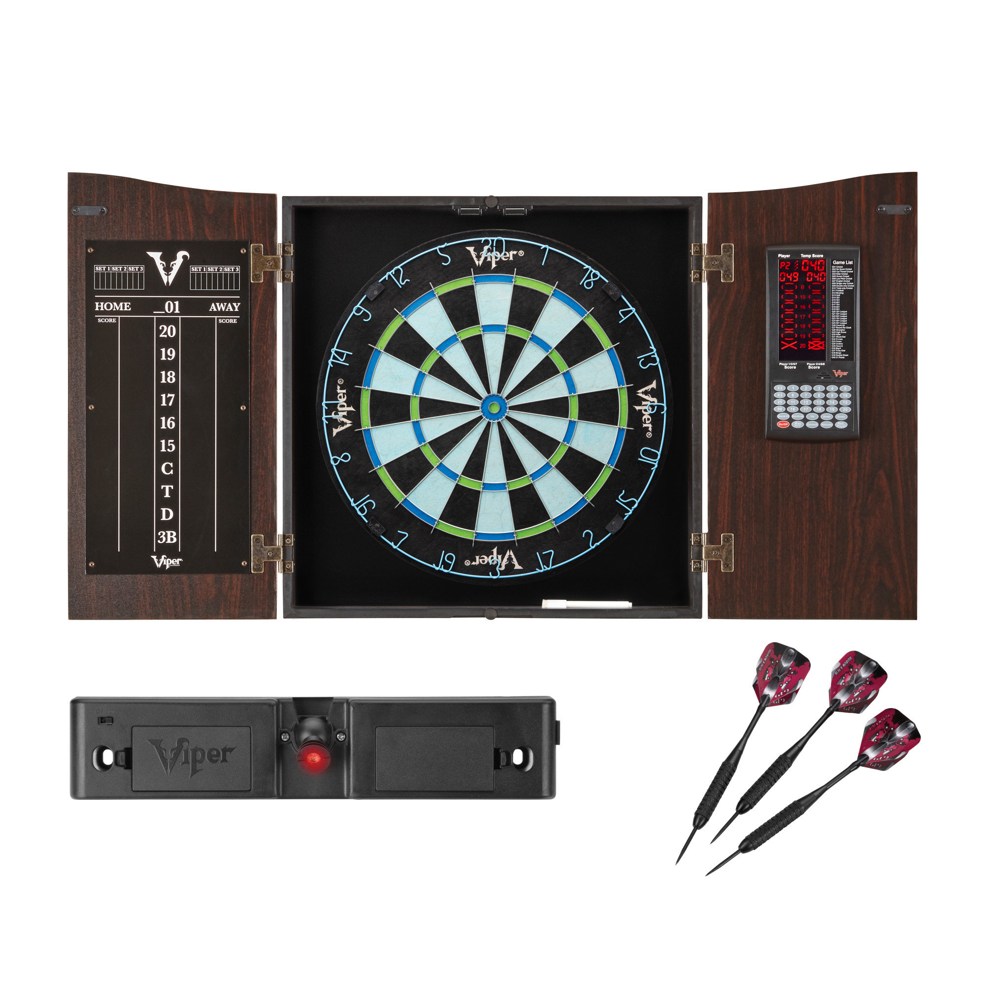 Viper Vault Deluxe Dartboard Cabinet with Integrated Pro Score, Chroma ...