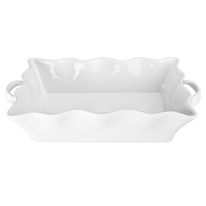 BIA Cordon Bleu White Wavy 3 Quart Rectangular Handled Baker | Wayfair