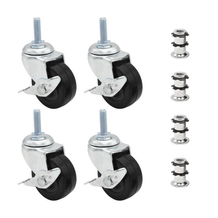 Outwater 3/4in. Round Metal Double Star Caster Insert With Brakes | Wayfair