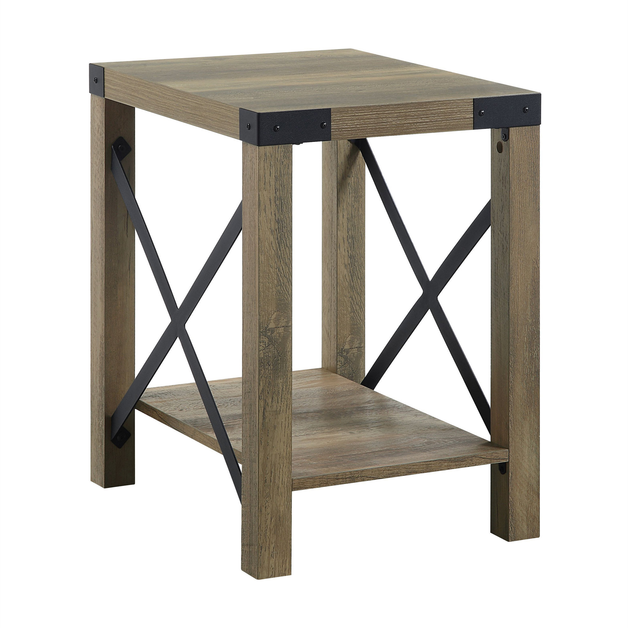 Gracie Oaks Abiram Rustic Oak Finish End Table | Wayfair