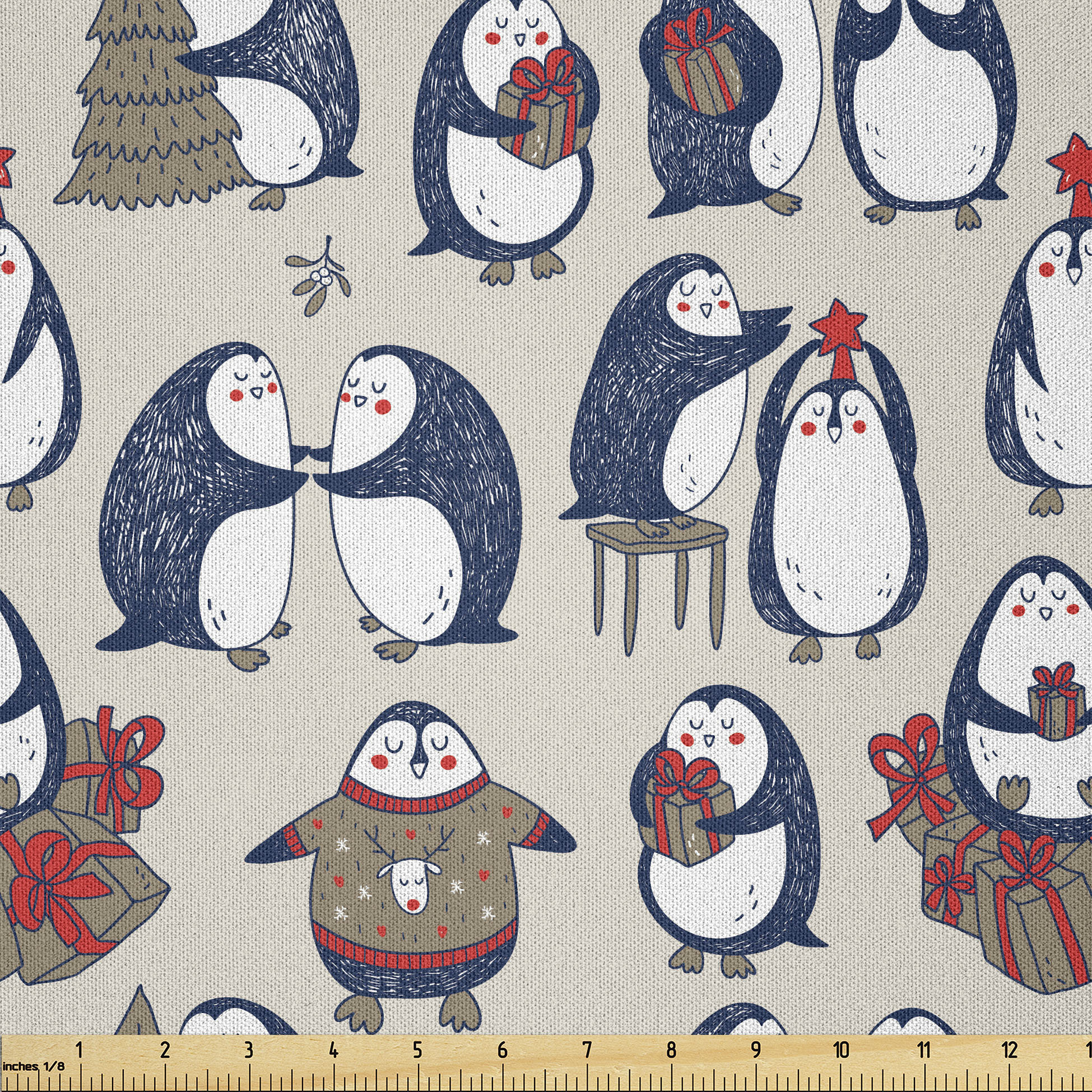 The Seasonal Aisle Alezia Grunge Penguins Boxes Multi-Purpose Fabric ...