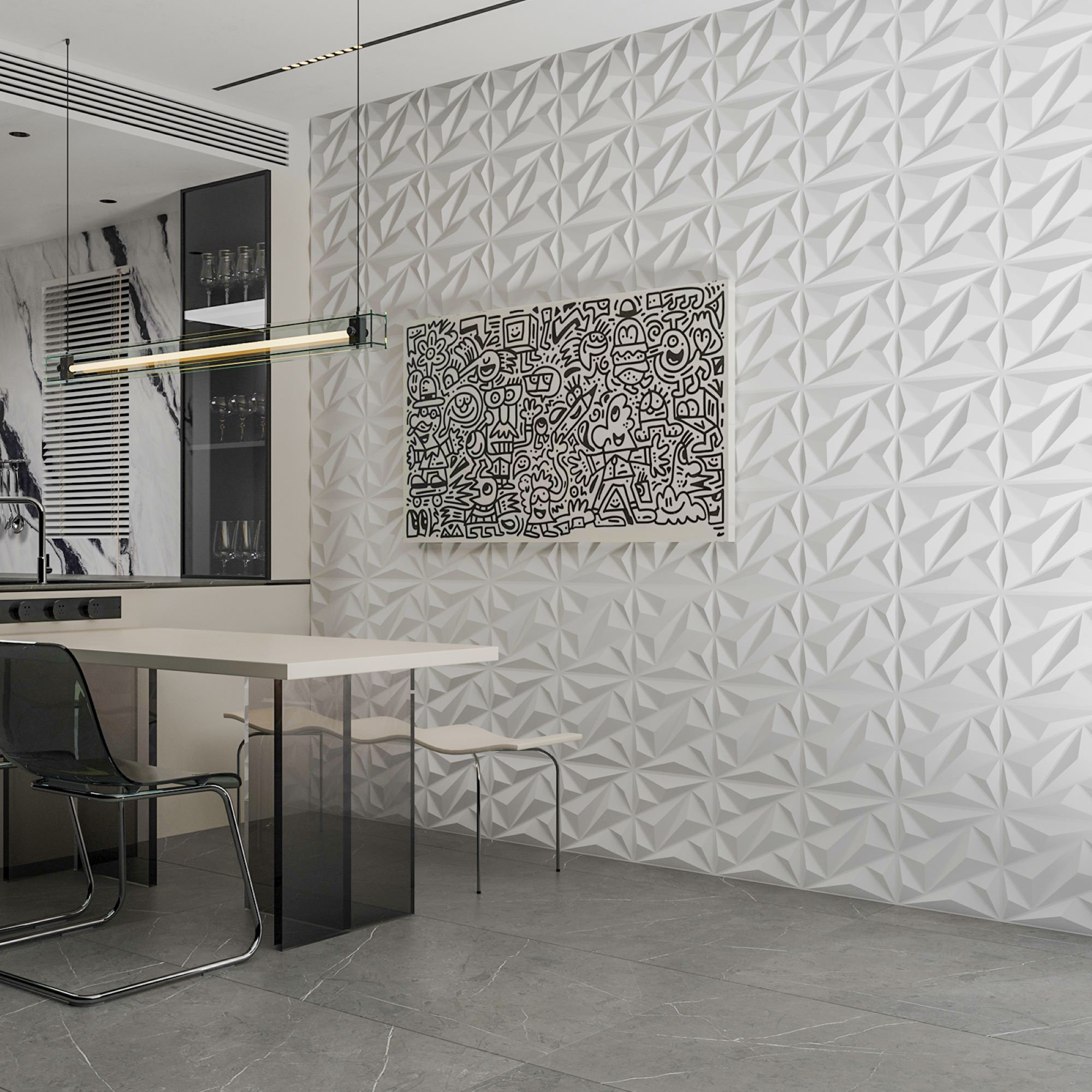 Art3d 11.81''x11.81'' 3D Wall Panel Diamond for Interior Wall Decor,PVC ...