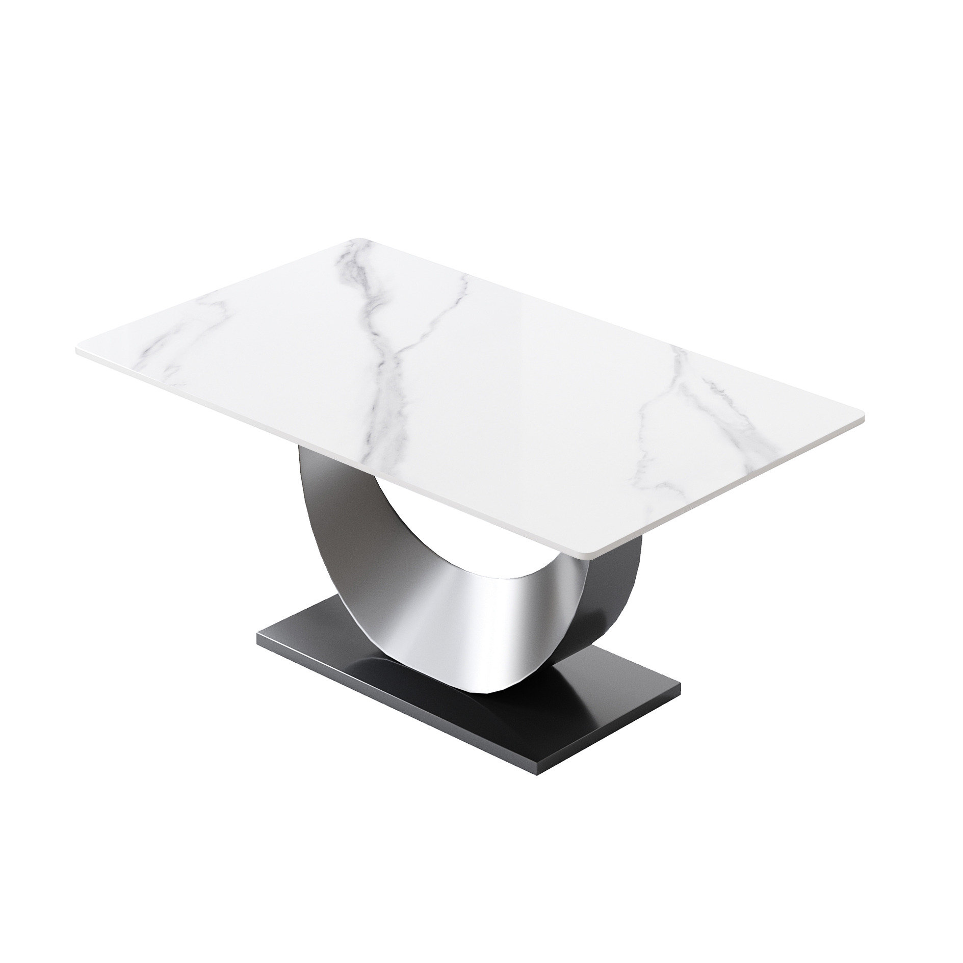 Orren Ellis 6-8 Person Table With White Sintered Stone Surface And ...