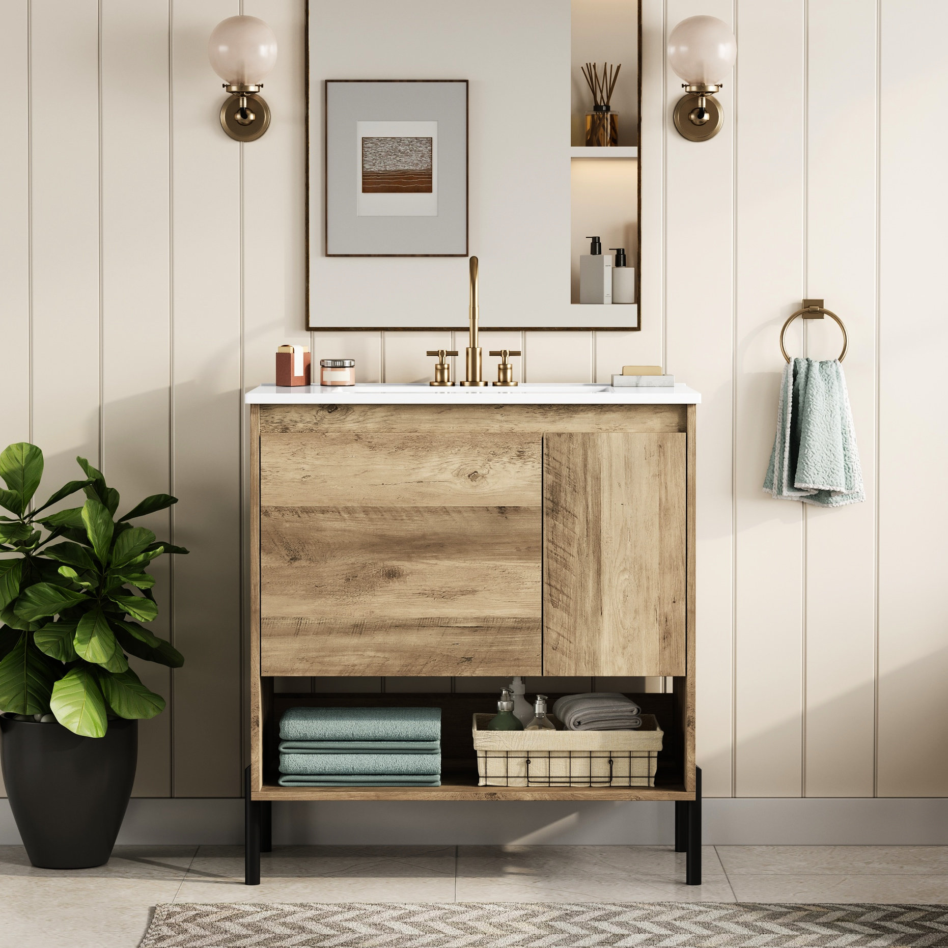 Ebern Designs 30" Modern Bathroom Vanity With Ceramic Sink, Deep ...