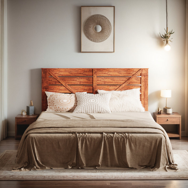 Gracie Oaks Queen Bed Frame with Headboard and Footboard, Brown | Wayfair