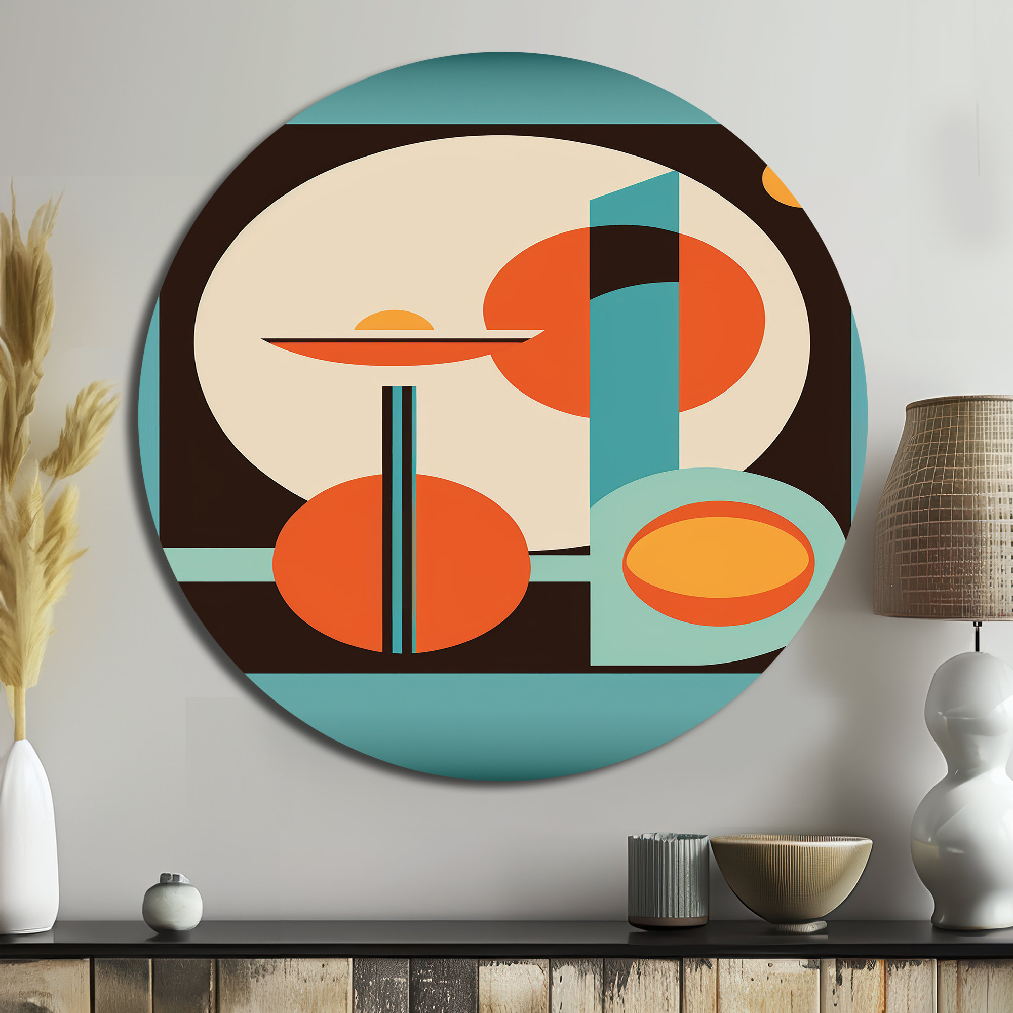 Design Art Vintage Mid-Century Graphics II - Abstract Round Metal Art ...