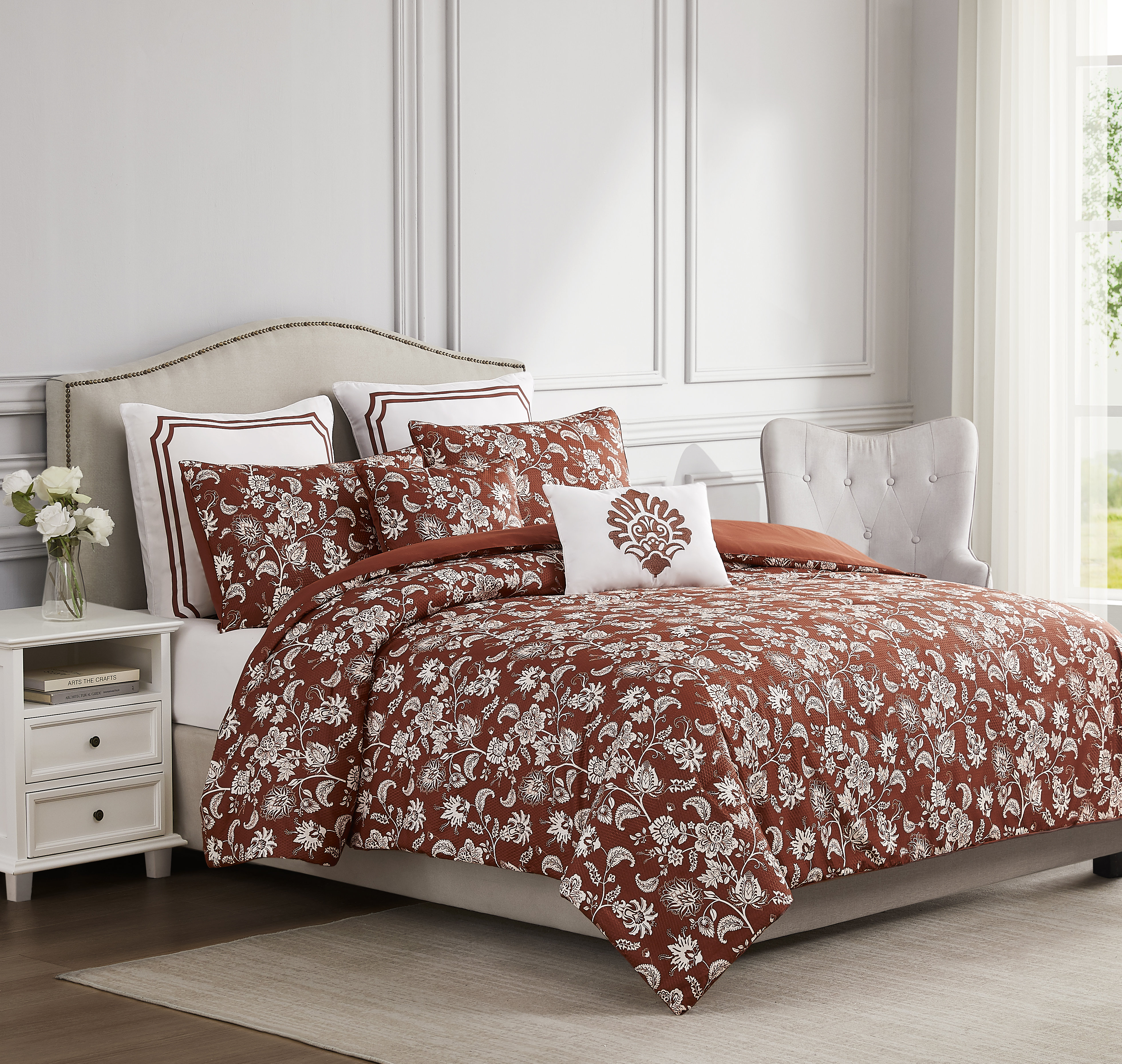 RT Designer's Collection Pheby Floral Embossed Comforter Set | Wayfair