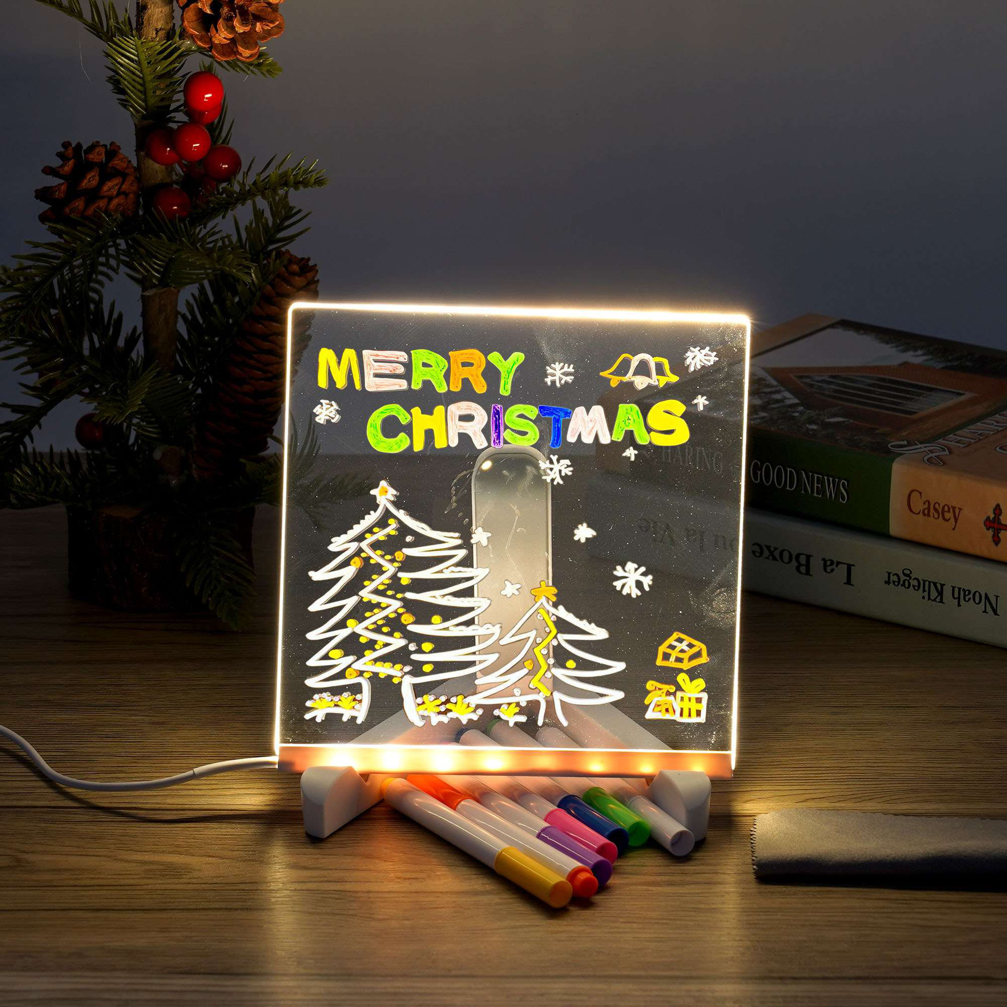 Inbox Zero LED Note Board with Colors Light Up Acrylic Dry Erase Board ...
