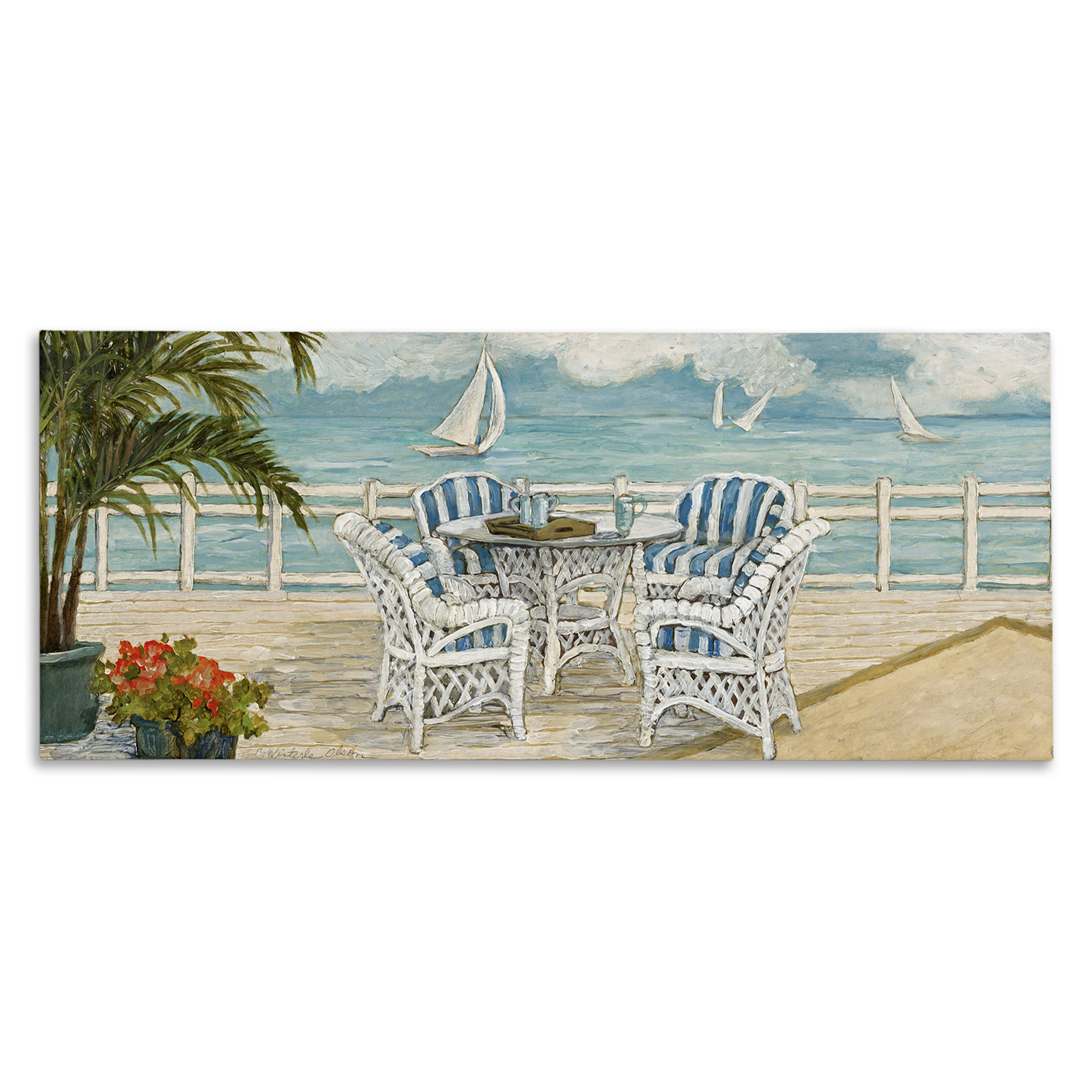 Highland Dunes Summer Beach View Deck Canvas, design by Charlene Olson ...