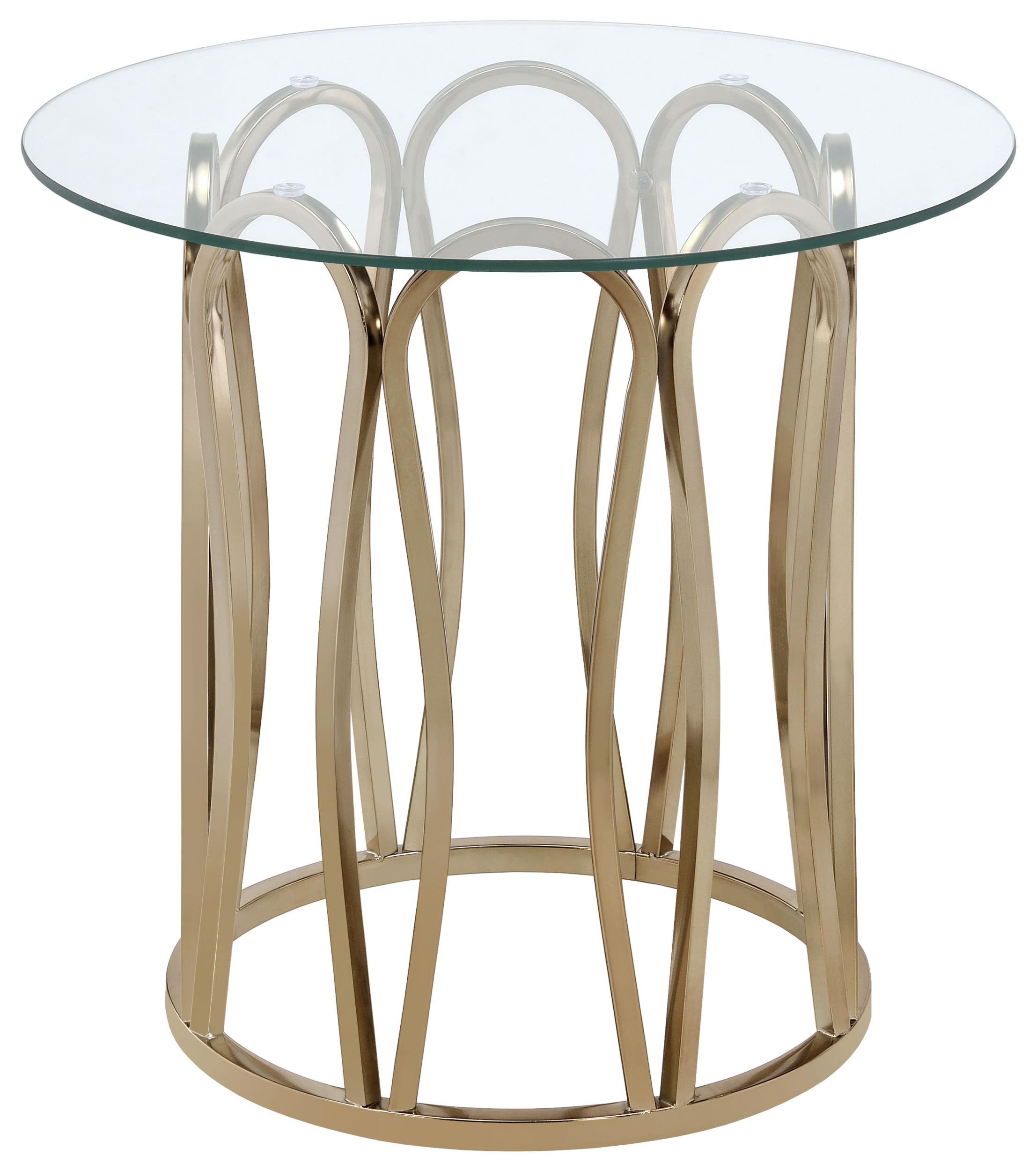 Mercer41 Wynsum Round Glass Top Side End Table Chocolate Chrome | Wayfair