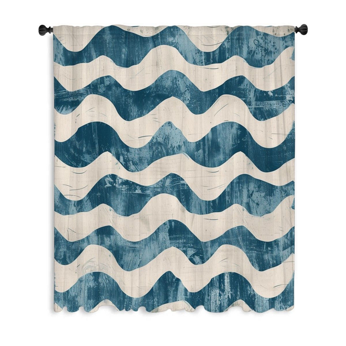 VisionDecor Waves Window Curtains, Nautical Blockout & Sheer Curtains ...