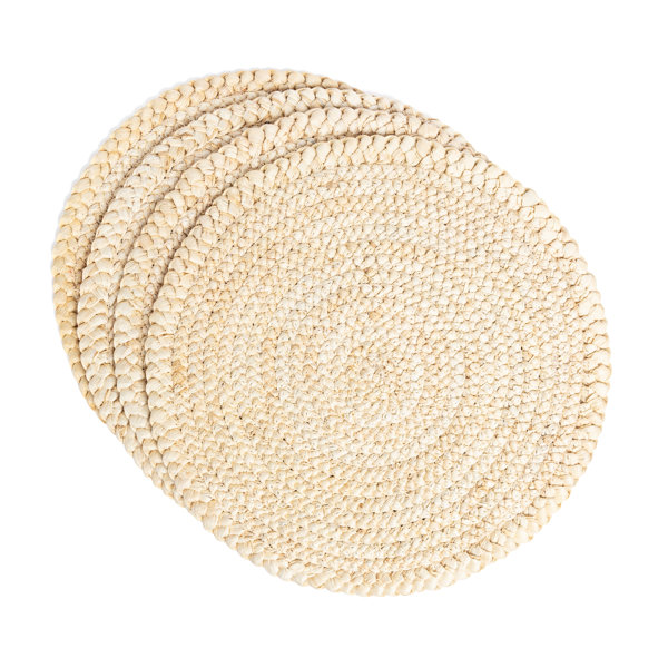over&back Set of 4 Natural Round Woven Placemats - Dining Table Mat ...