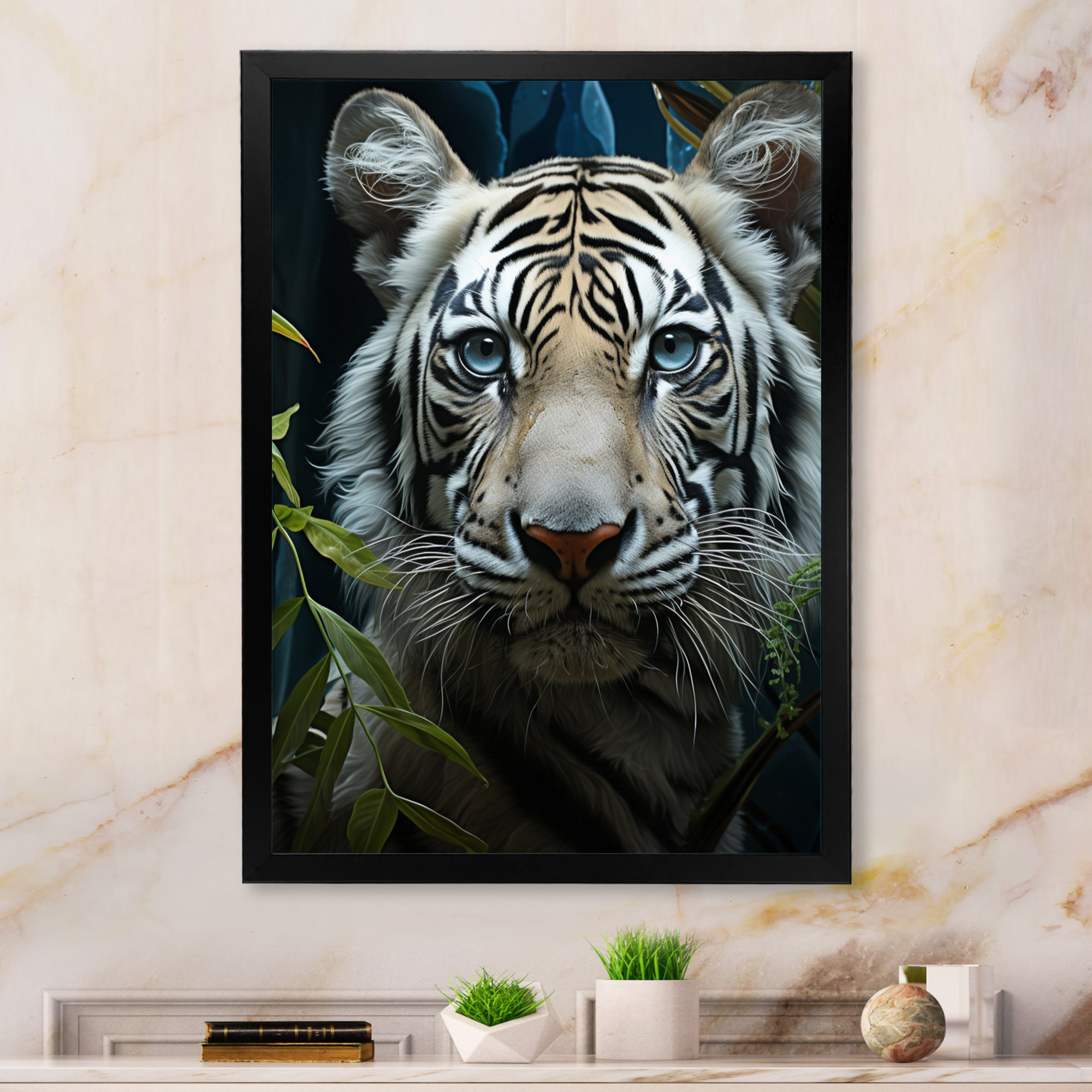 Design Art Tiger Zenith Portrait Framed On Canvas Print | Wayfair