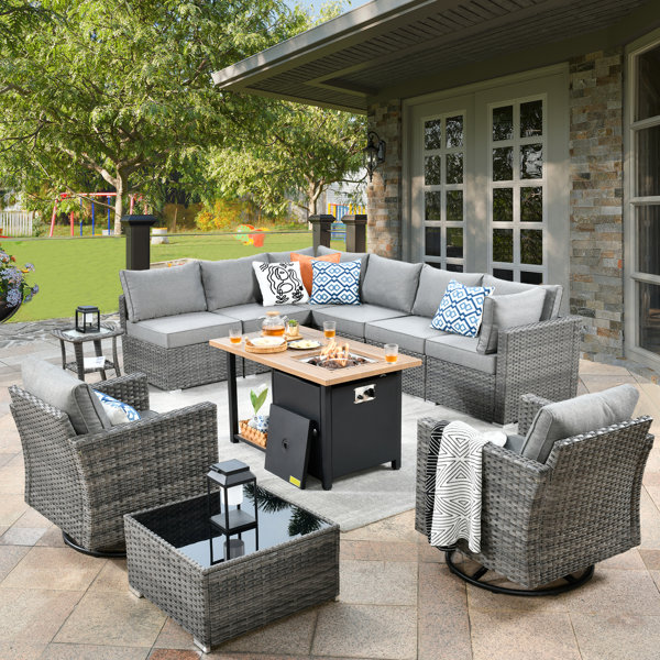 Latitude Run® Boskovice 8 - Person Outdoor Seating Group with Cushions ...