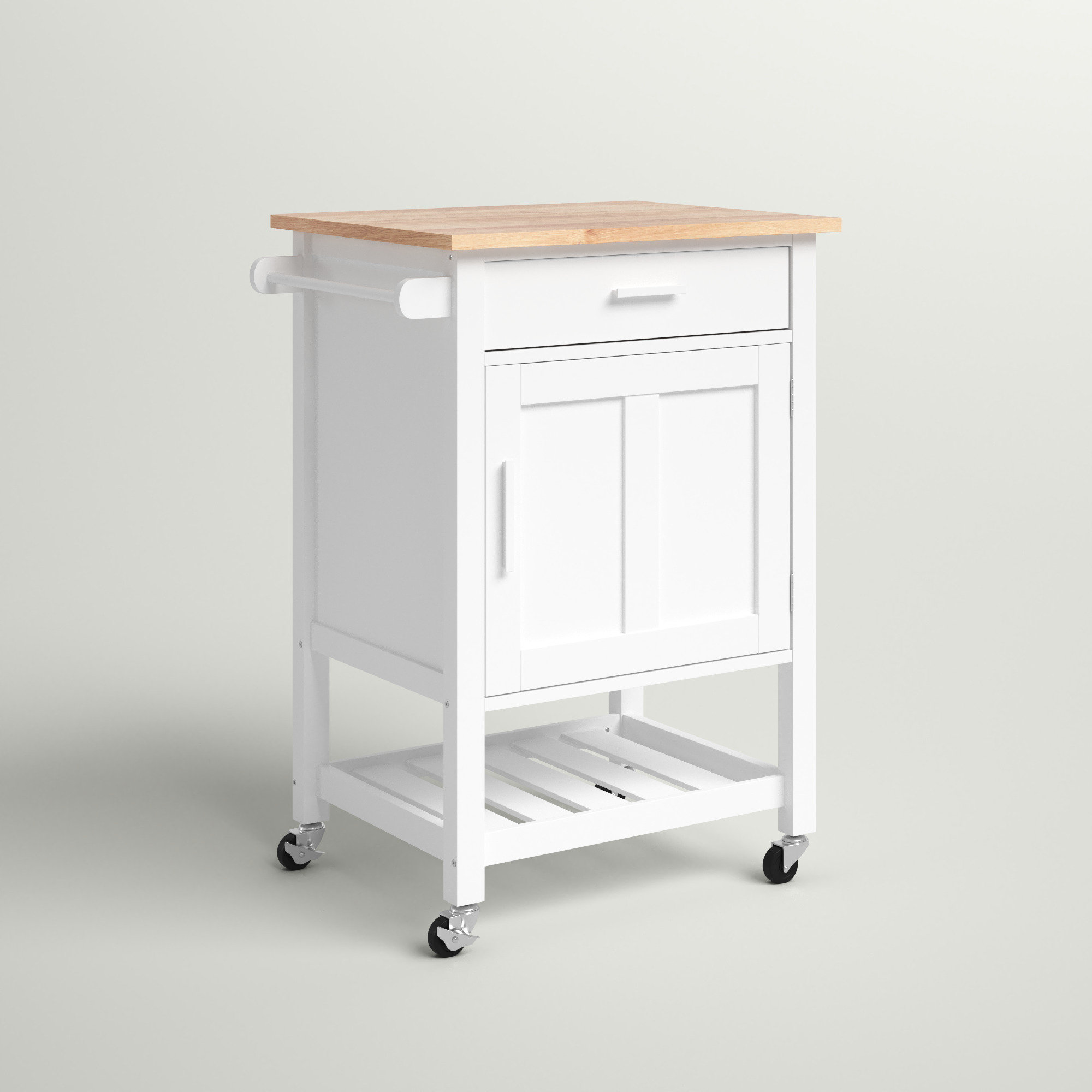 Three Posts™ Ava 26'' Solid Wood Kitchen Cart and Locking Wheels ...