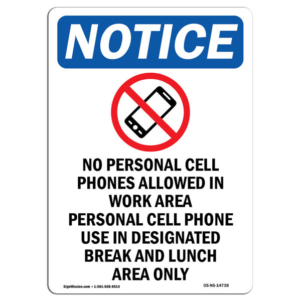 SignMission No Personal Cell Phones Sign | Wayfair