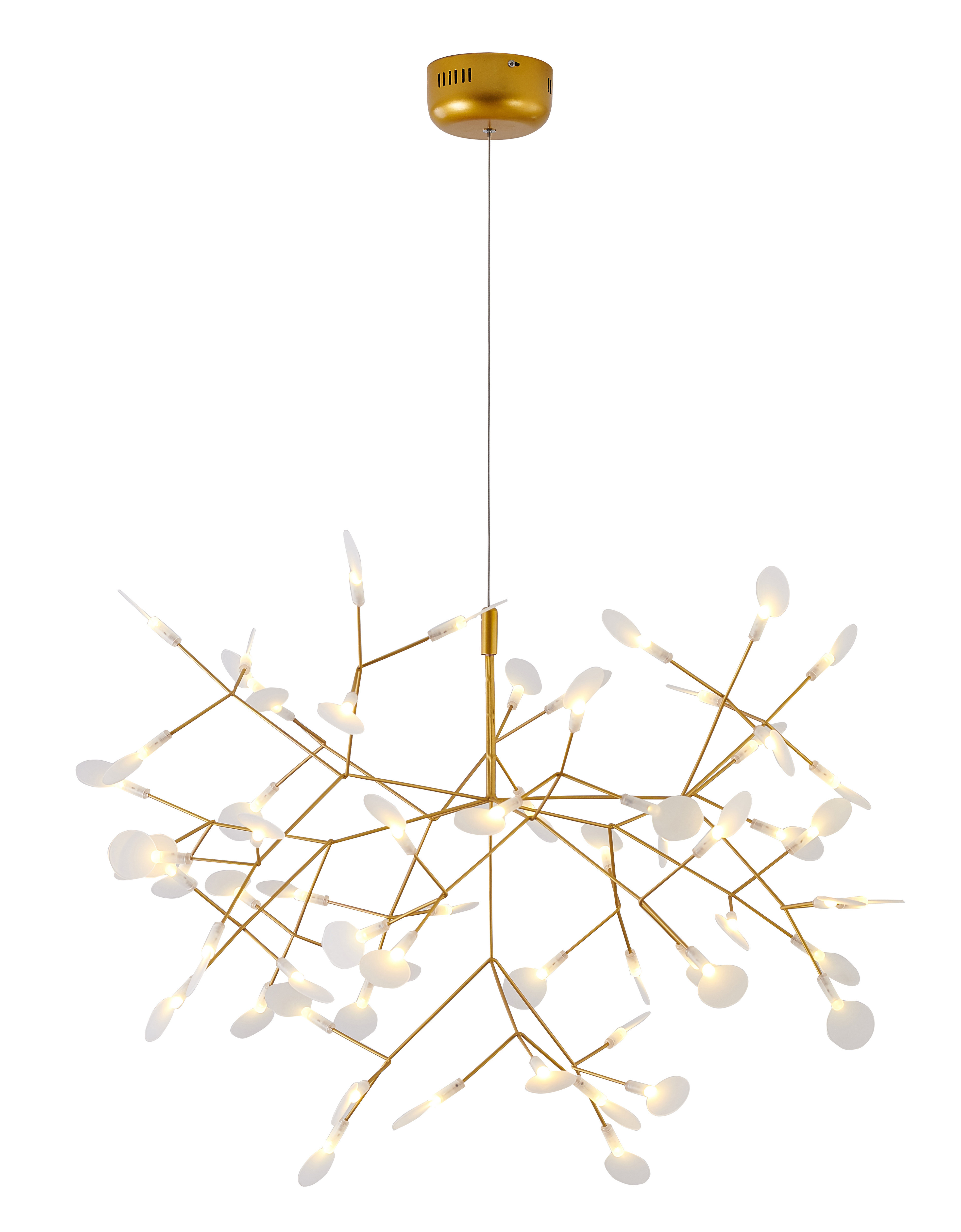 Everly Quinn Ladora 63-light gold metal frame LED chandelier with white ...