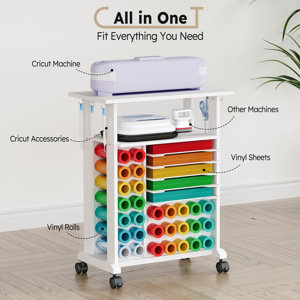 Ackitry Craft Table Storage Cart Circut Table With 5 Tiers Paper Stoage ...