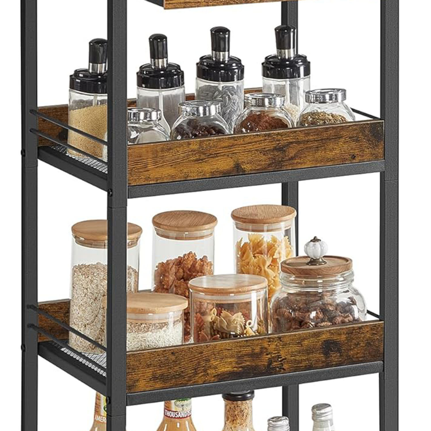 17 Stories Wine Rack And Glass Holders, Rolling Wine Cart For Kitchen ...