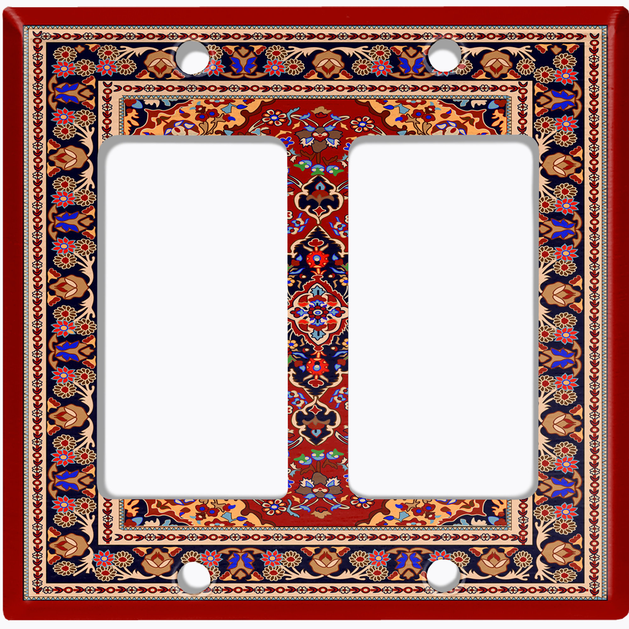 WorldAcc Bandana Paisley Rug Tile Pattern 2-Gang Rocker Wall Plate ...