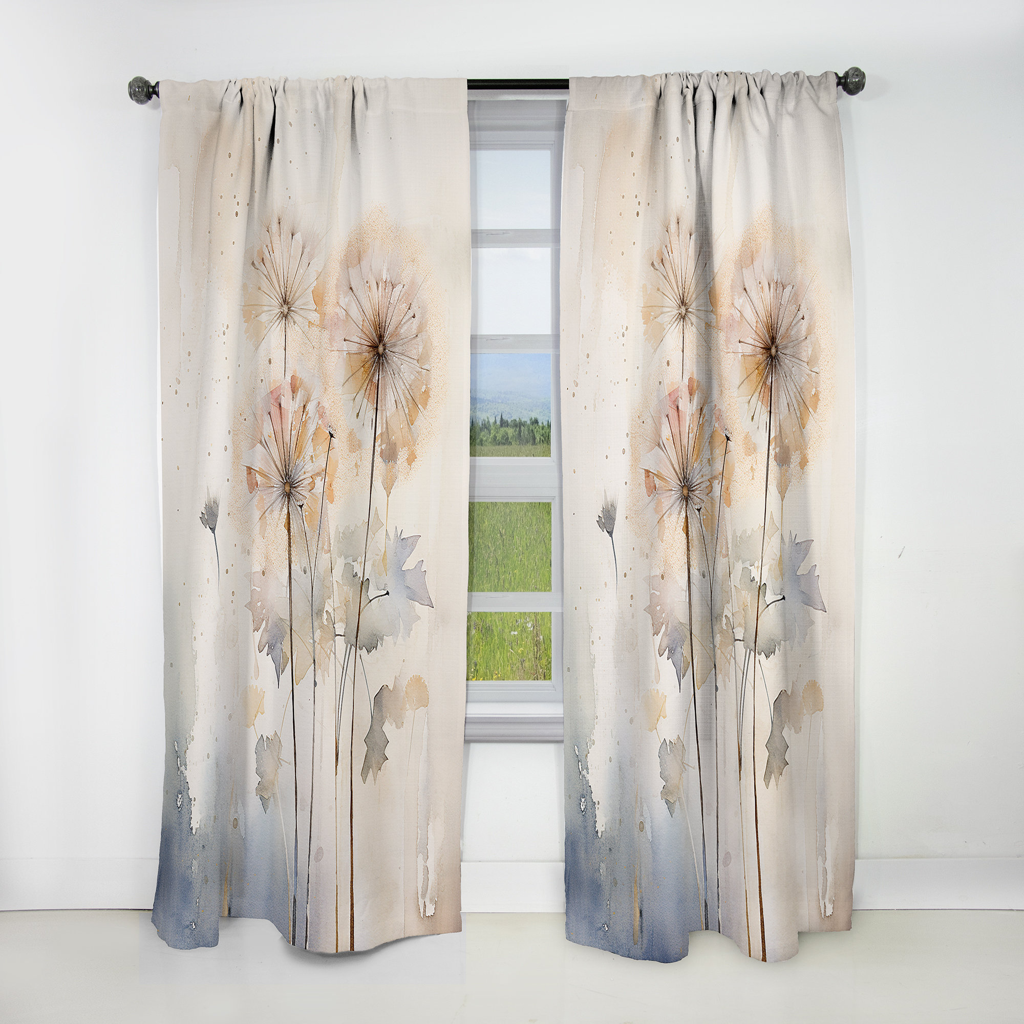 Design Art Dandelion Charm In Winter IV - Dandelion Blackout Floral ...