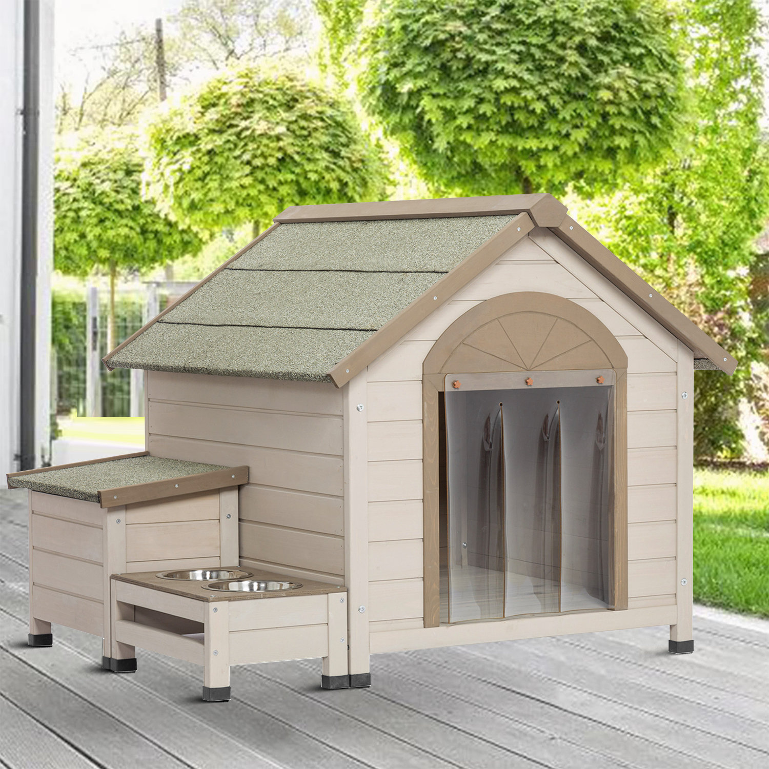 Tucker Murphy Pet™ Denilzon Dog House with Feeding Bowl and ...