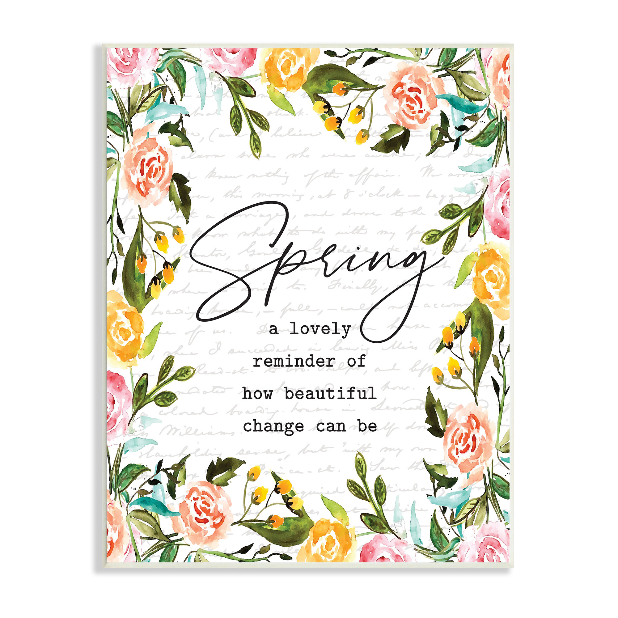 Stupell Industries Cheerful Spring Typography Quote Floral Blossom ...